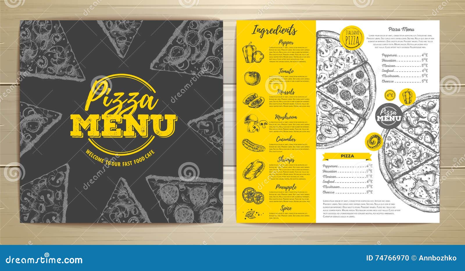 Vintage Pizza Poster On Old Paper Texture Vector Illustration ...