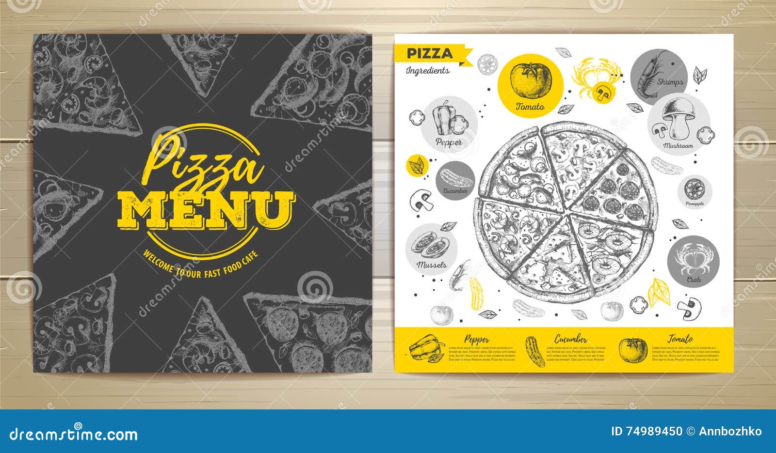 Vintage pizza menu design stock vector. Illustration of pizza - 74989450