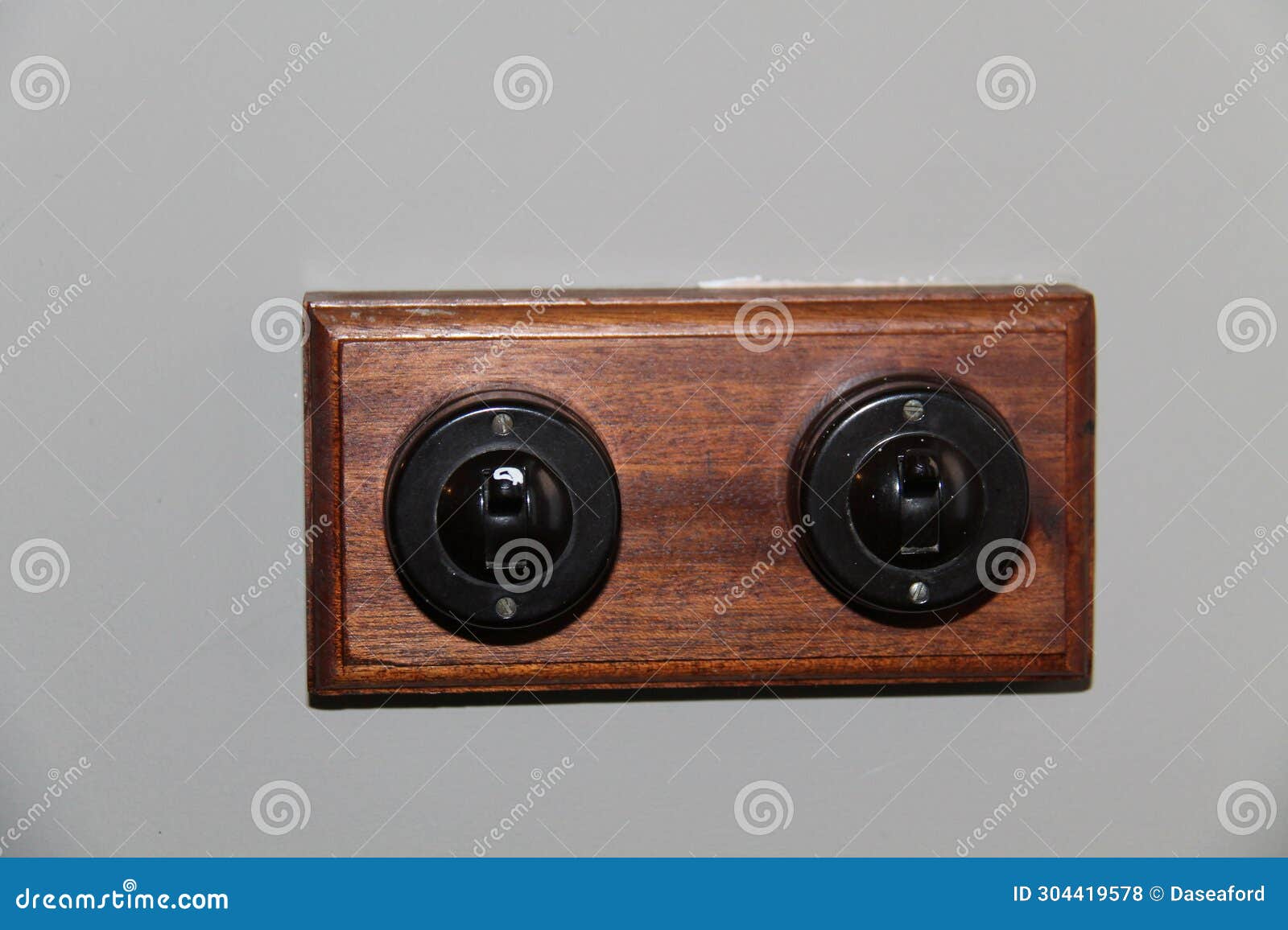Vintage Plastic Light Switches. Stock Photo - Image of brown, wood ...