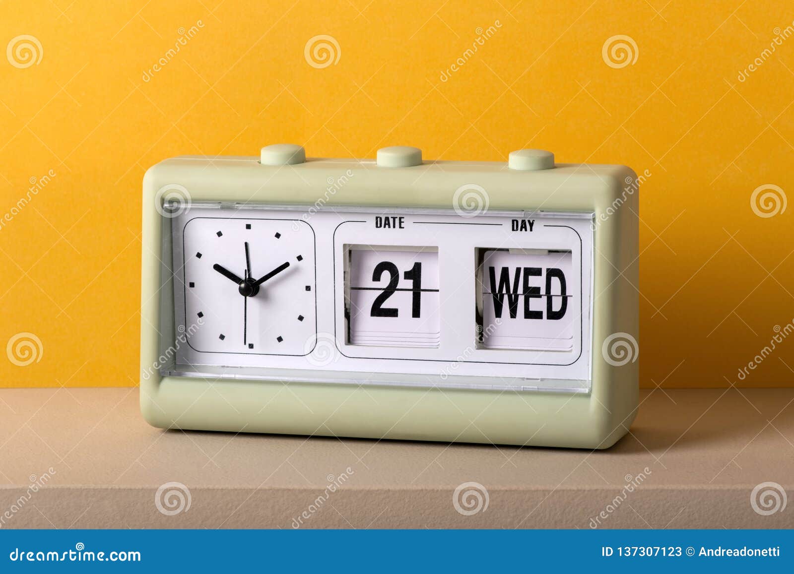 Vintage Plastic Tabletop Clock with Date and Time Stock Image - Image ...
