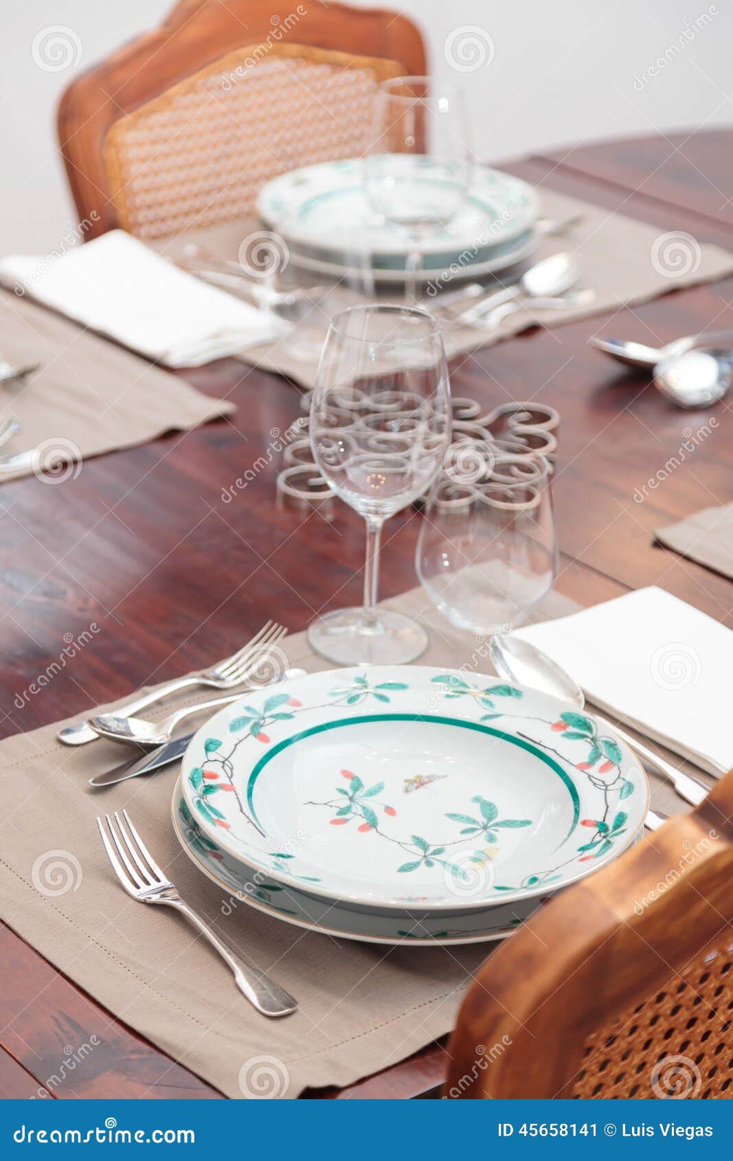 Vintage Plates in Table Setting Stock Image - Image of banquet, elegant ...