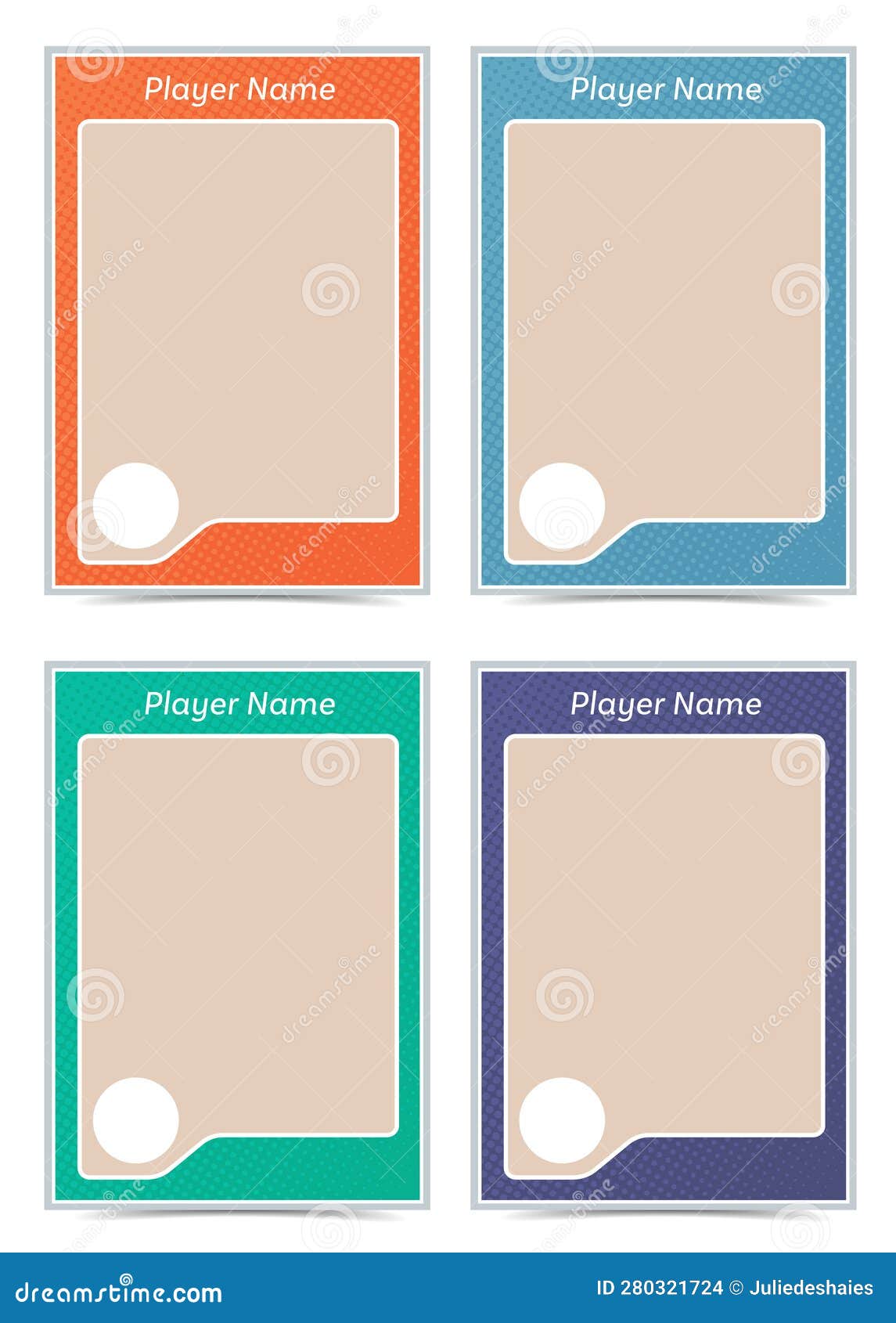 Vintage Player Cards Frame Template Set with Dot Texture Stock Vector ...