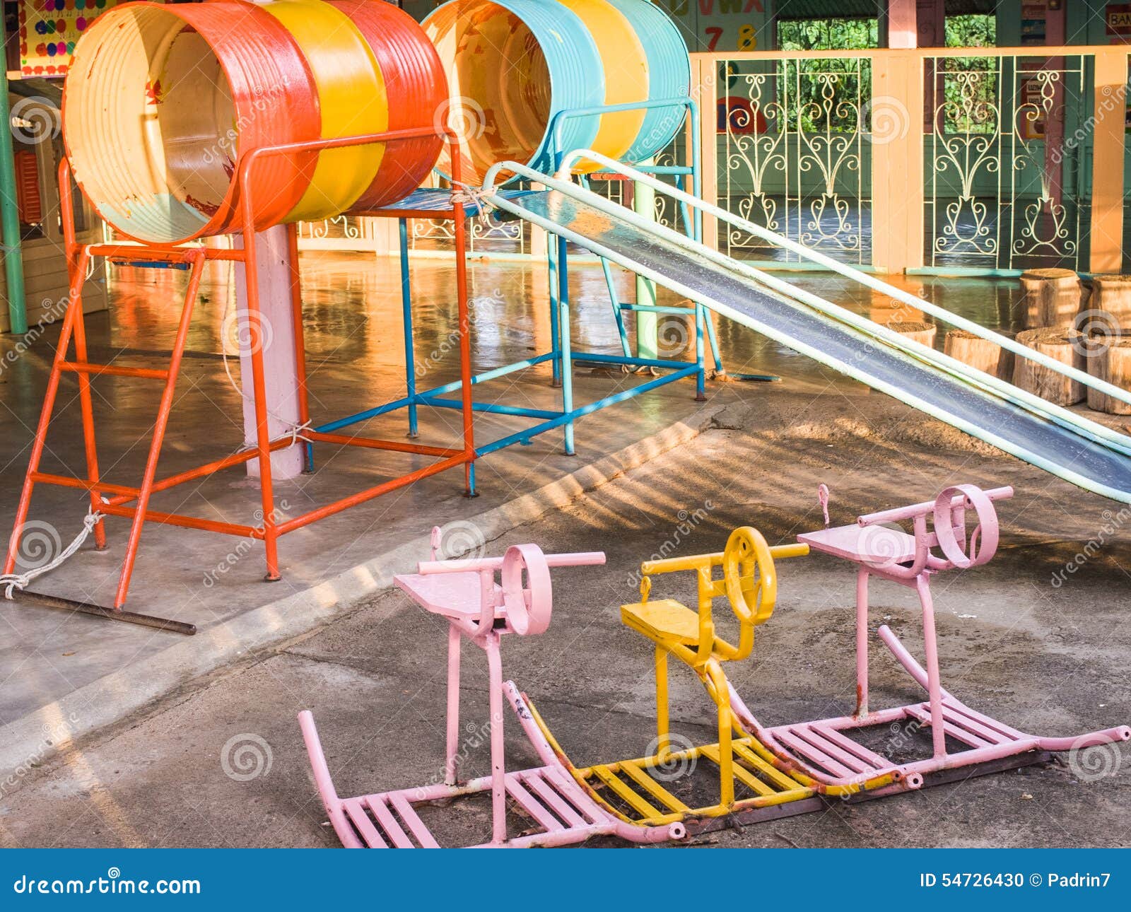Vintage Playground stock photo. Image of colourful, slide - 54726430