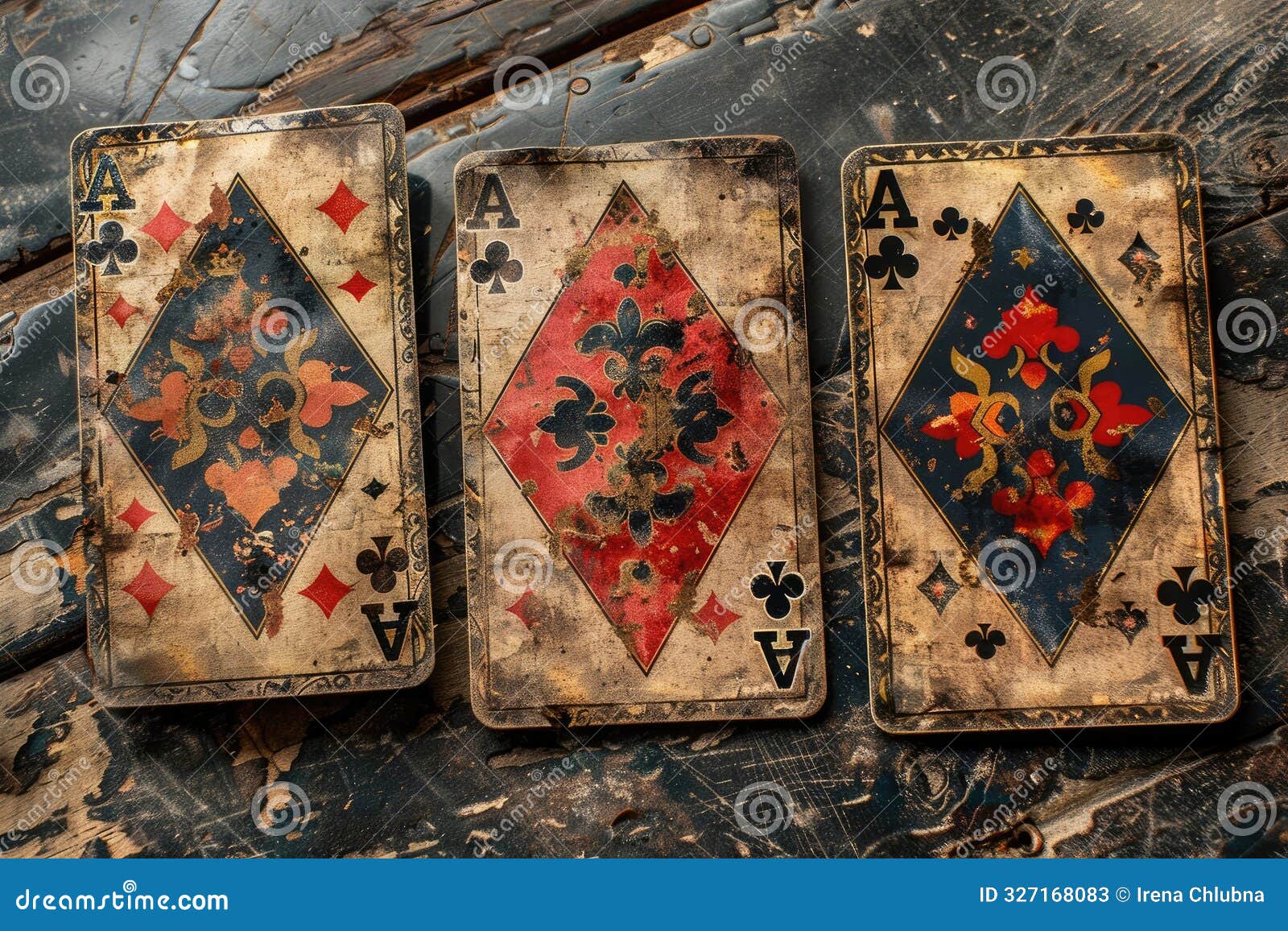 Vintage Playing Cards with Ornate Designs Shown Front Stock ...