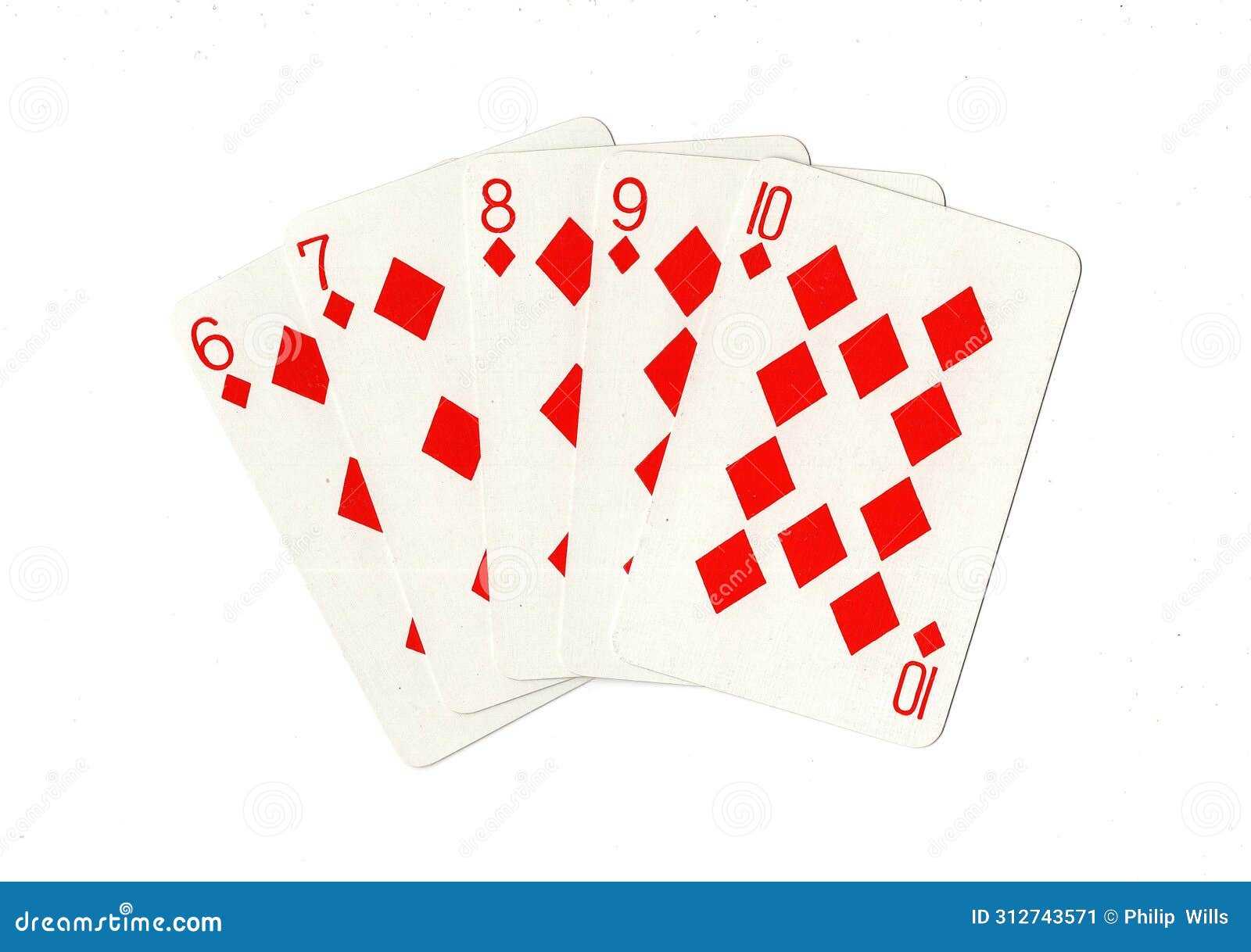 Vintage Playing Cards Showing a Run of Diamonds. Stock Illustration ...