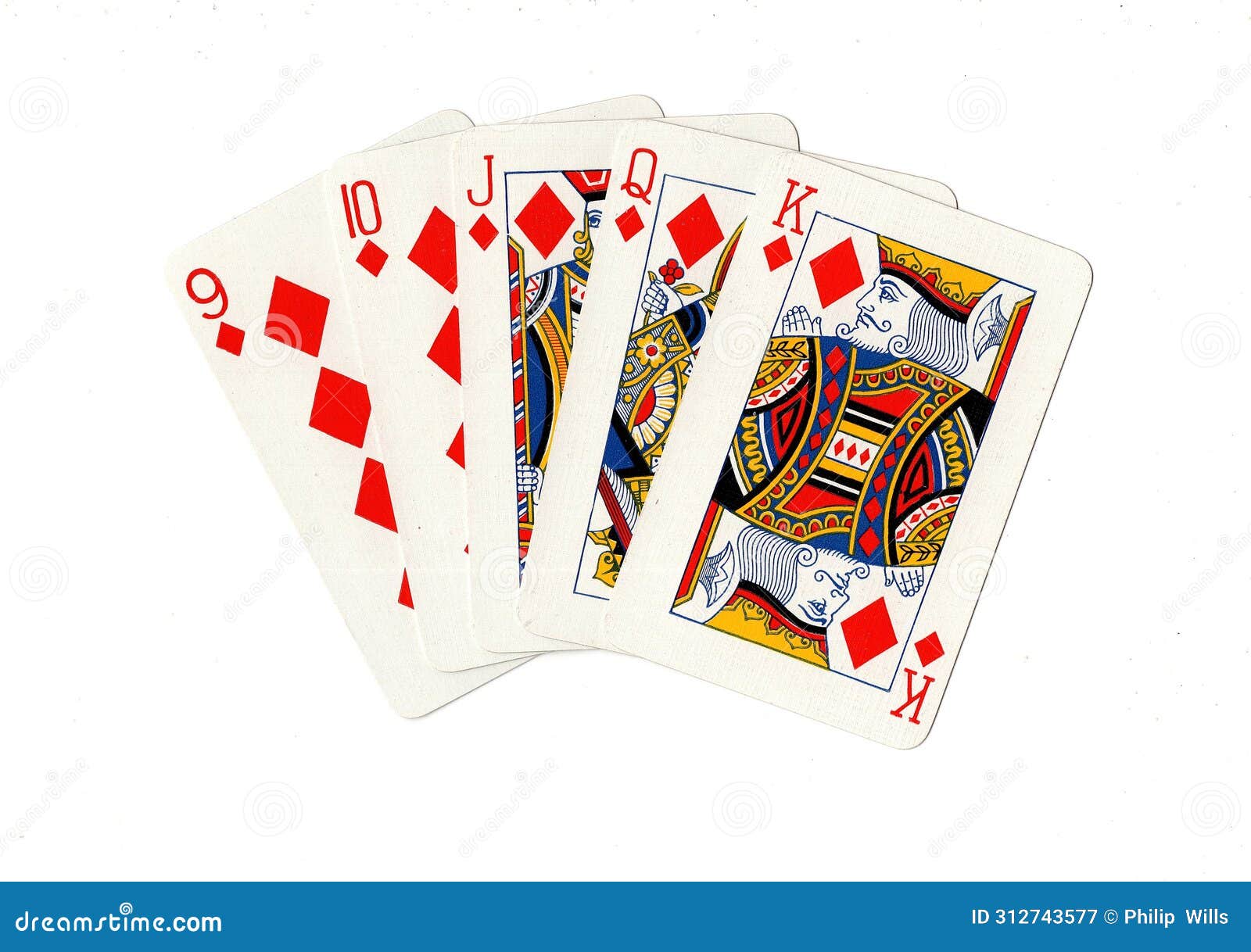 Vintage Playing Cards Showing a Run of Diamonds. Stock Illustration ...