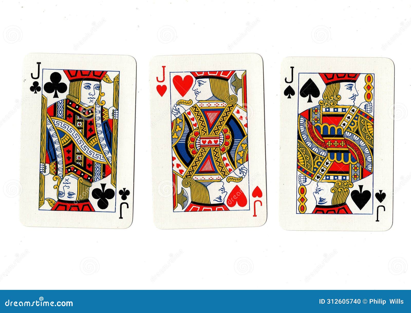 Jacks Of Three Suits: Hearts, Spades And Diamonds. Playing Cards With ...