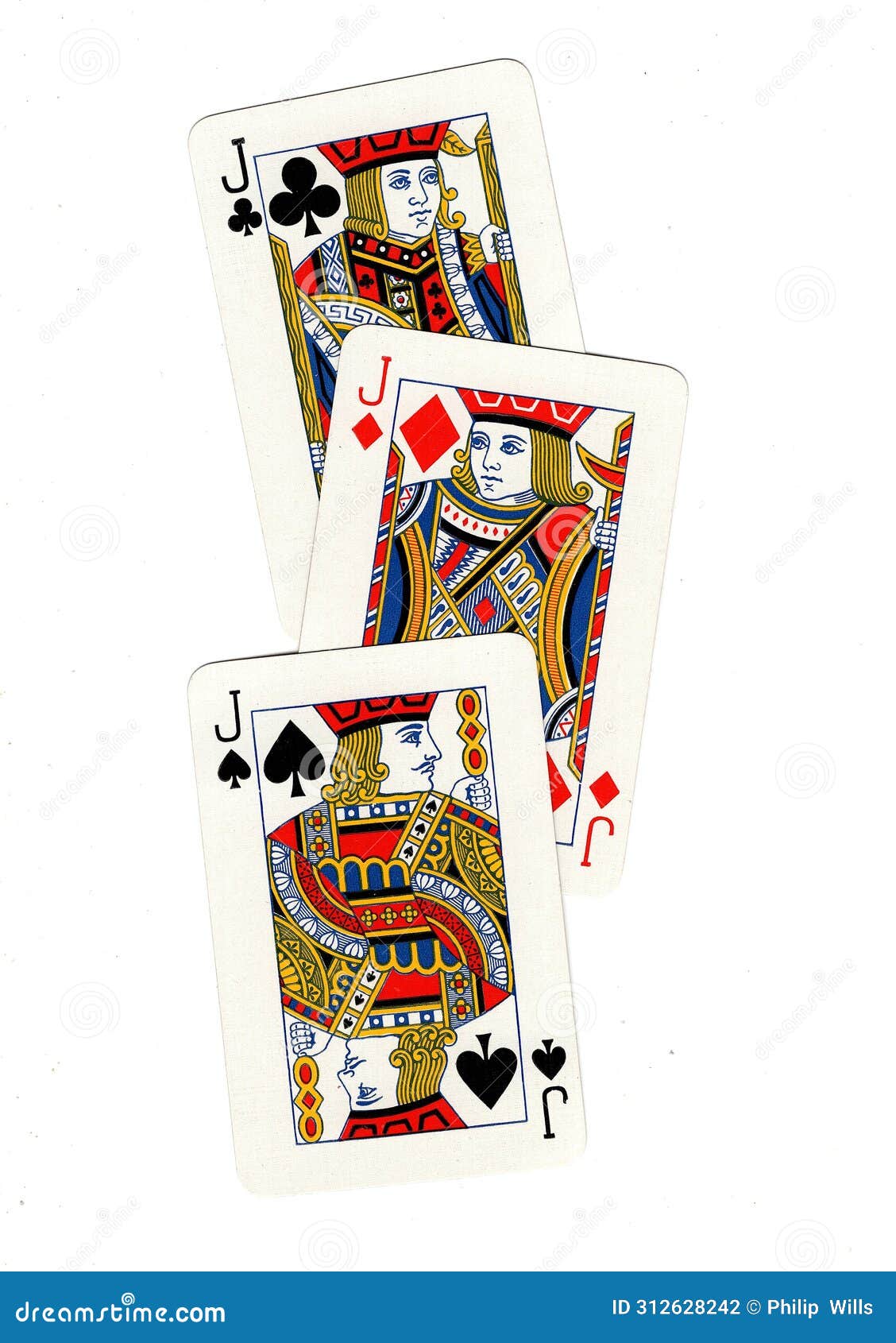 Vintage Playing Cards Showing Three Jacks. Stock Illustration ...