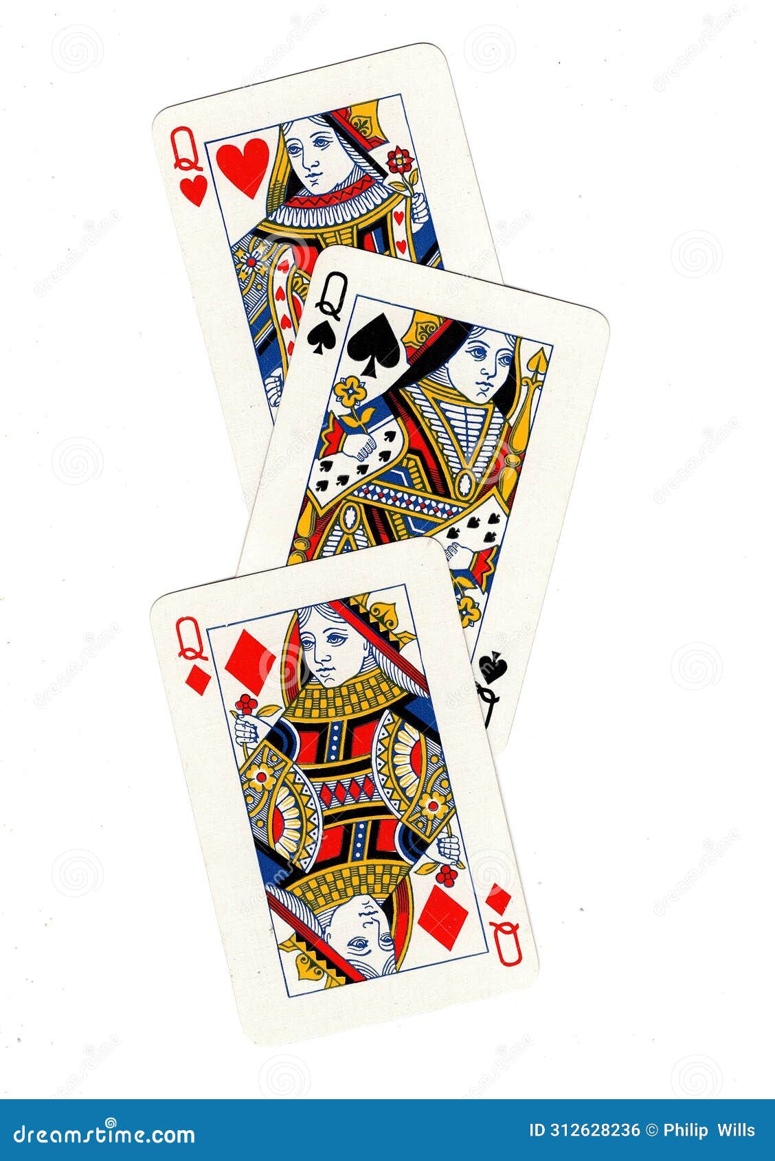 Vintage Playing Cards Showing Three Queens. Stock Illustration ...