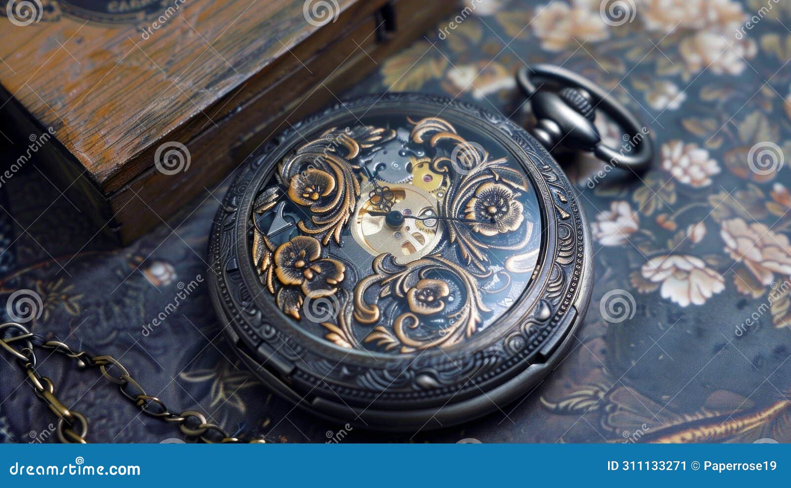 Vintage pocket watch art stock illustration. Illustration of pattern ...