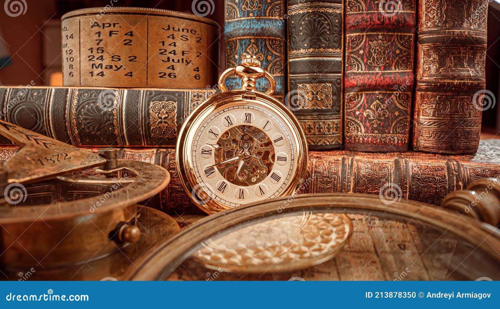 Vintage Pocket Watch. Vintage Background Concept of Time History Stock ...