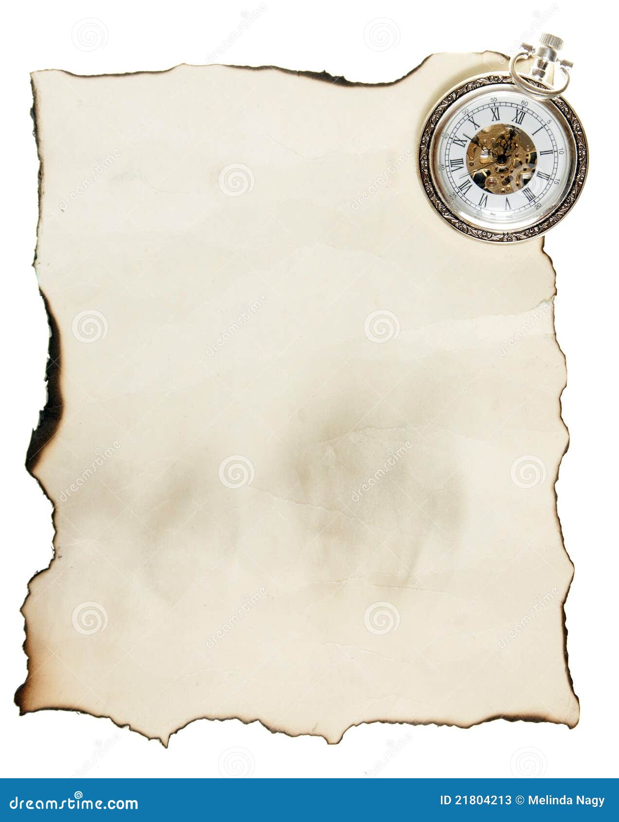 Vintage Pocket Watch and Old Paper Stock Illustration - Illustration of ...