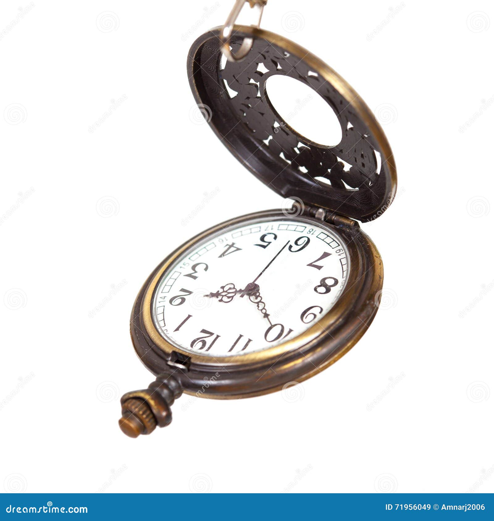 Vintage Pocket Watch on White Stock Image - Image of vintage, time ...