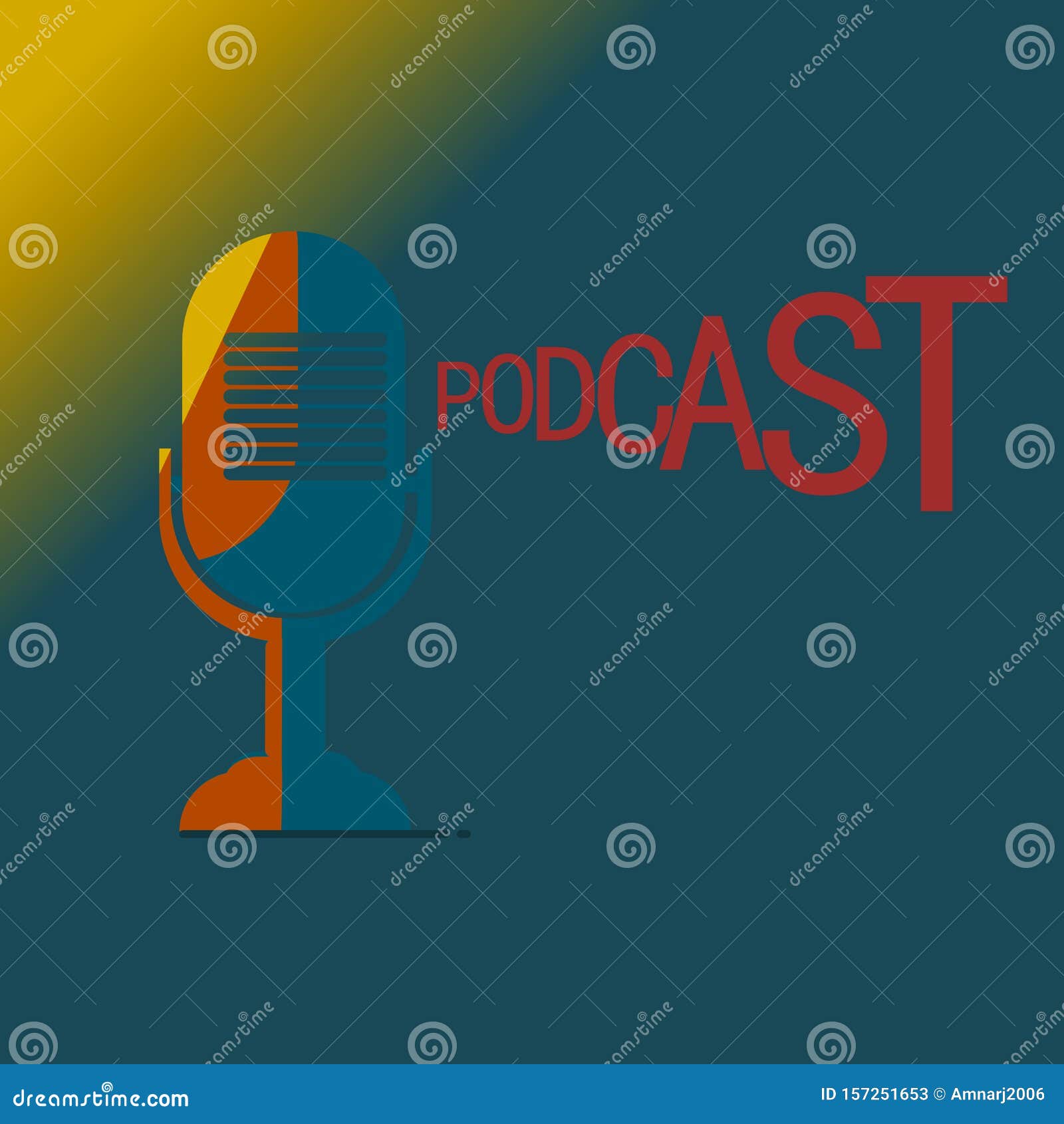 Set Of Vintage Podcast, Radio Flyers With Microphone. Design Element ...