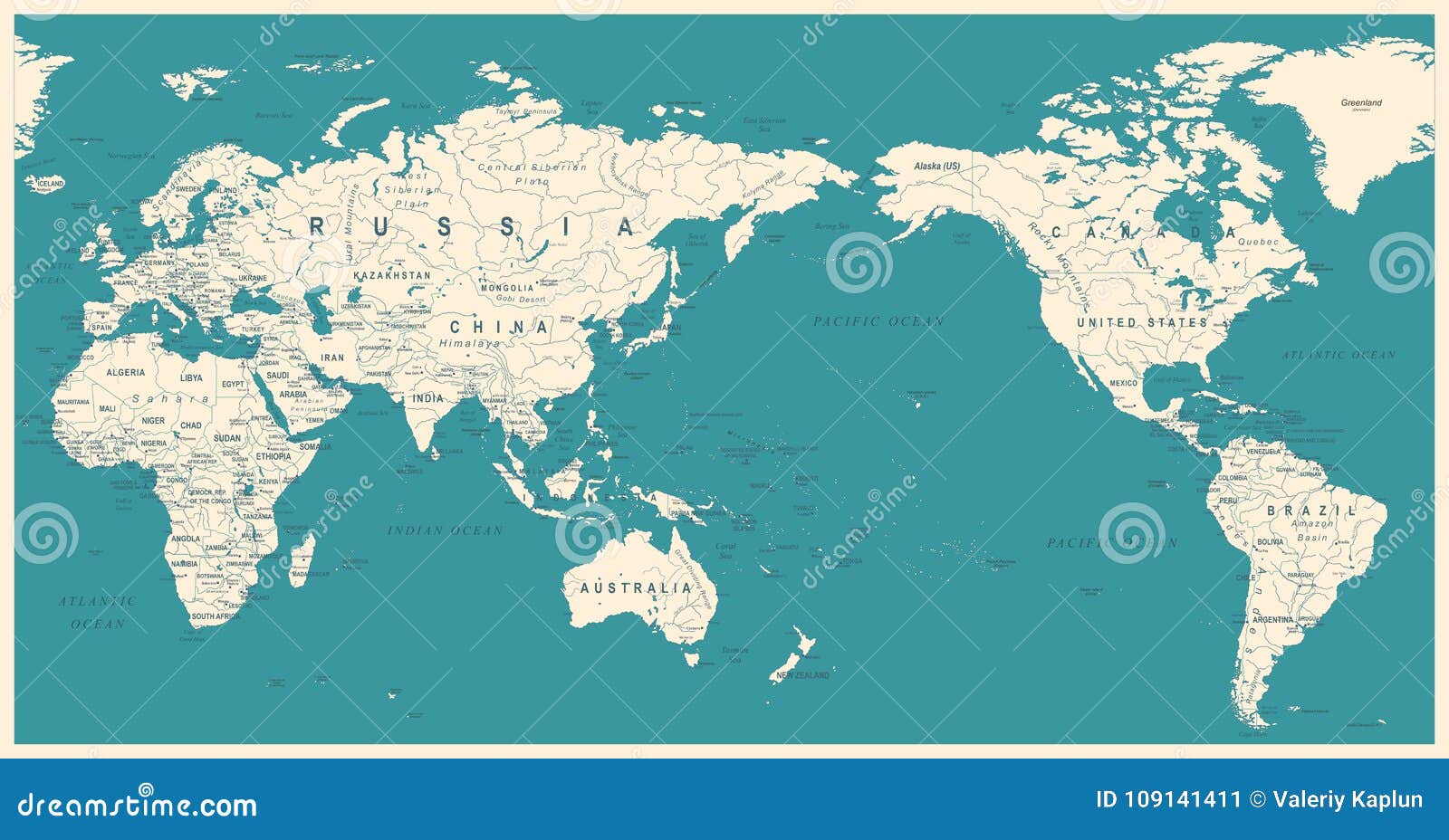 Pacific Centered World Map With Magnified Japan. Flag And Map Of Japan ...