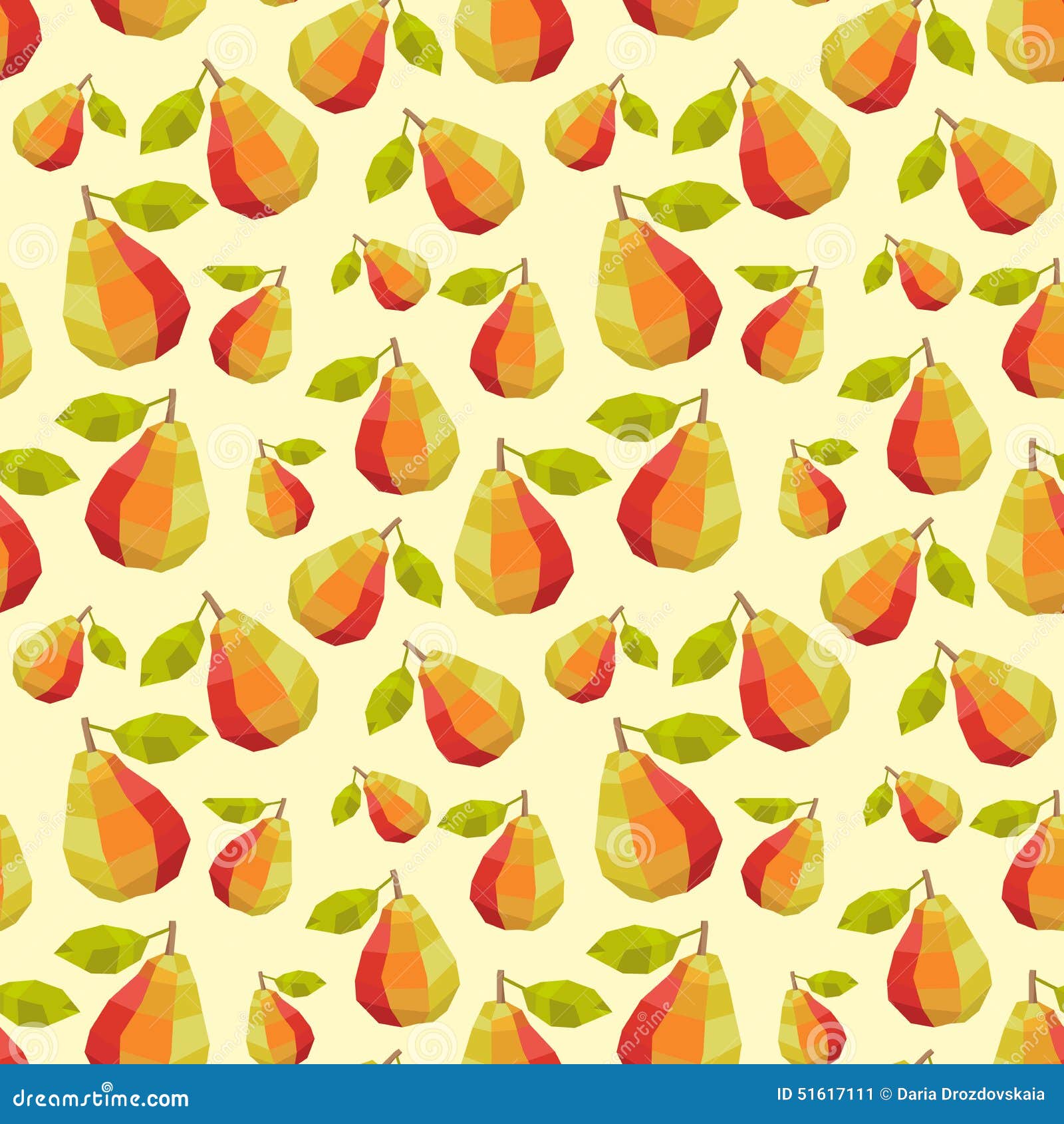Vintage Polygon Pear Pattern Stock Vector - Illustration of colorful ...