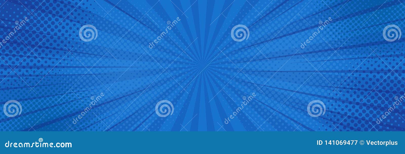 Vintage Pop Art Blue Background. Banner Vector Stock Illustration ...