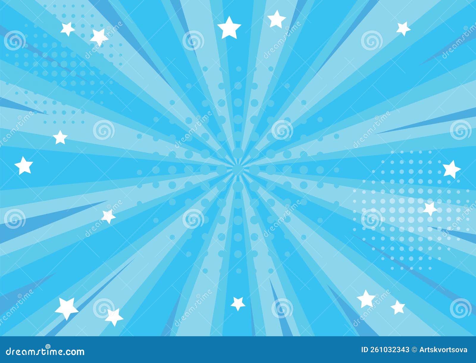 Vintage Pop Art Blue Background. Banner Vector Illustration Stock ...