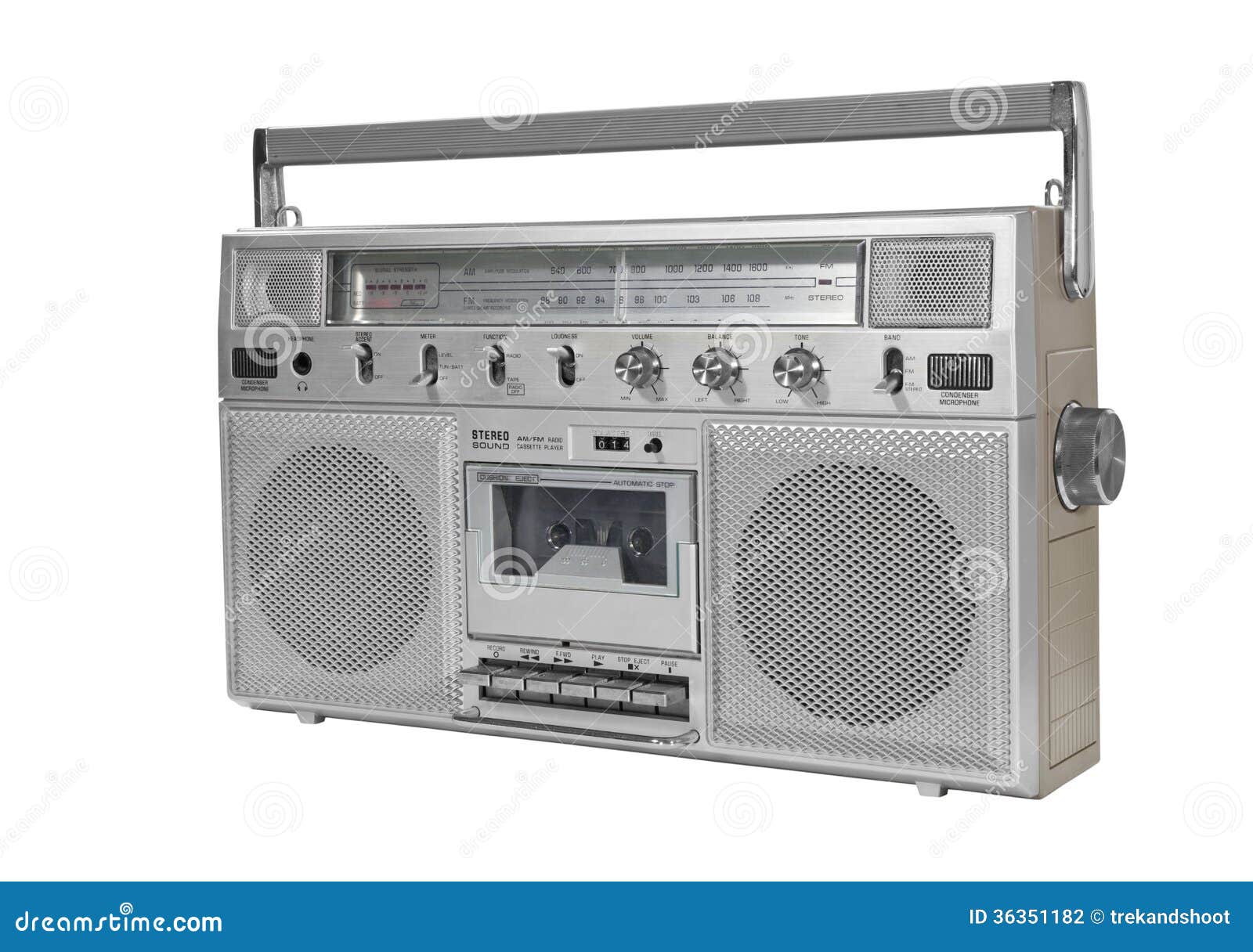 Vintage Portable Stereo Blaster Box Isolated on White Stock Photo ...