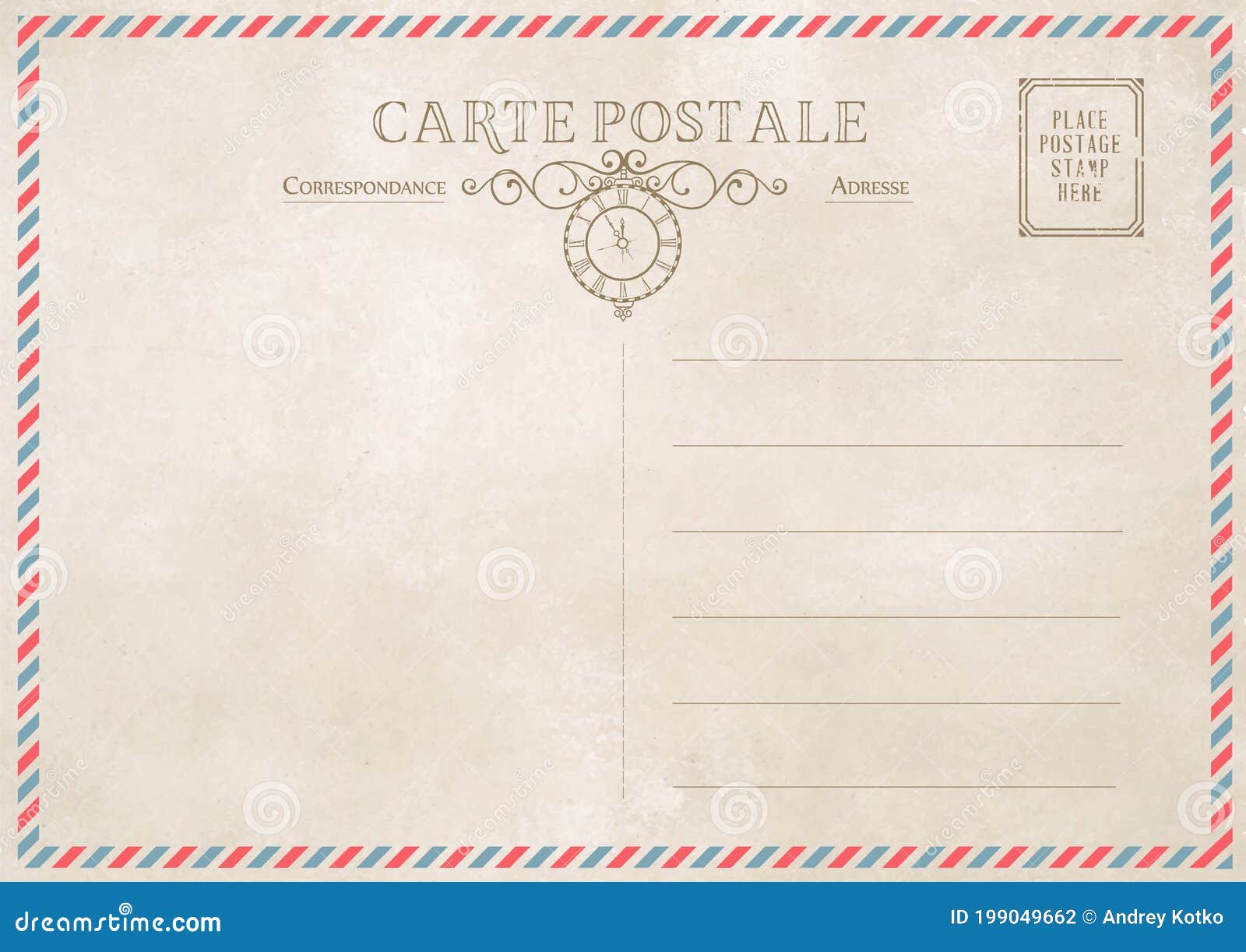 Vintage Post Card Template. Vector Illustration Stock Vector ...