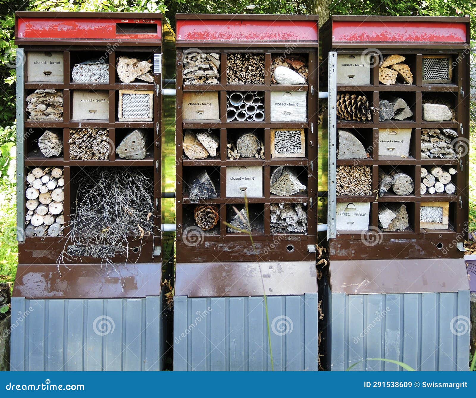 Vintage Post Office Boxes Used in a Unique Way Stock Image - Image of ...