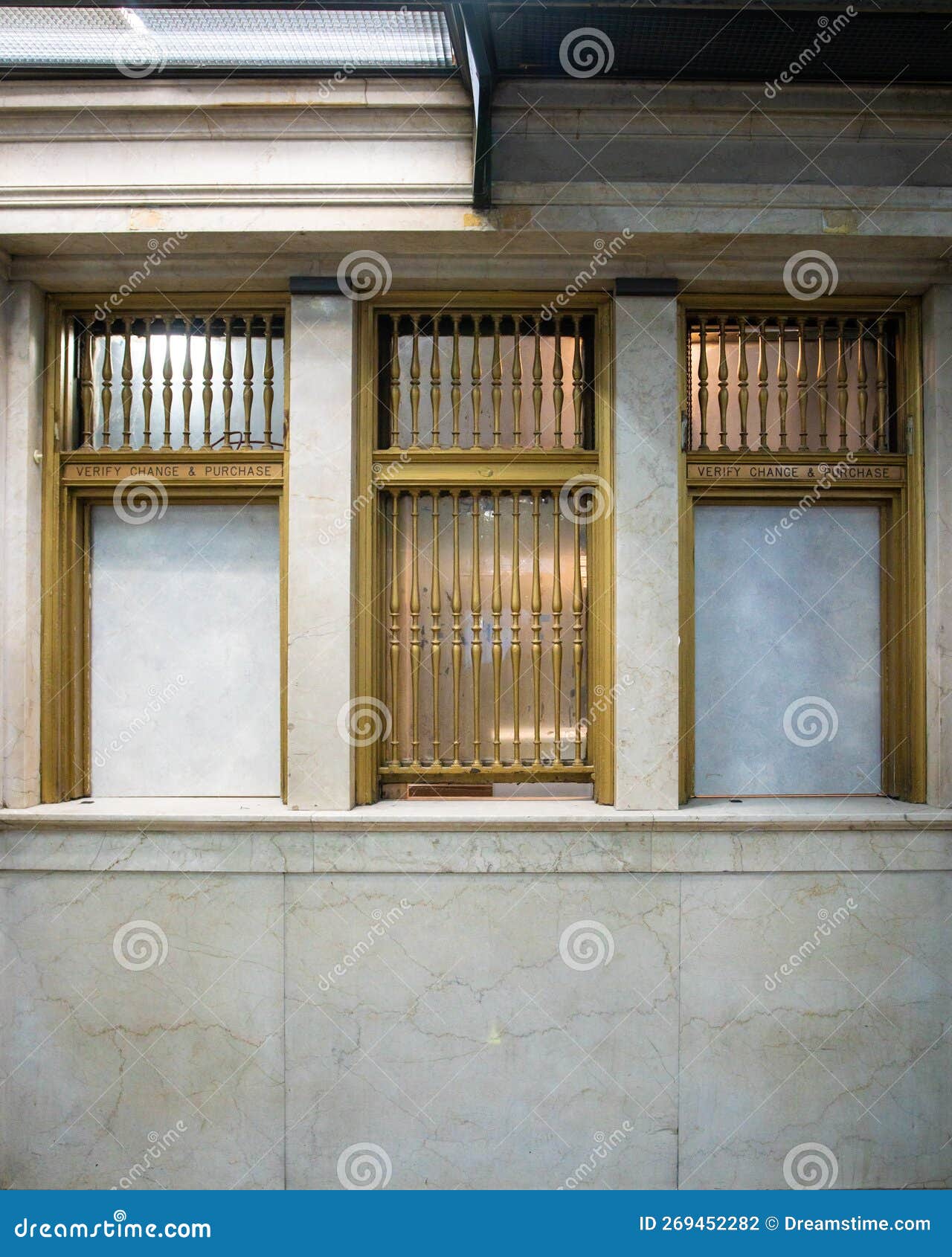 Vintage Post Office Facility Interior with Windows and Bars. Stock ...