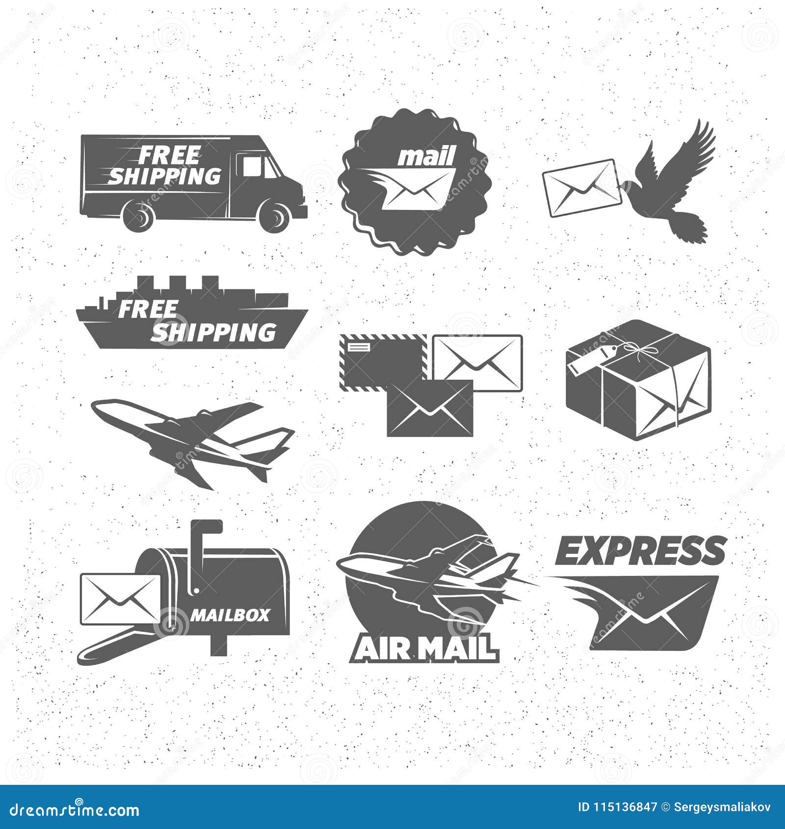 Vintage Post Service Icons Set, Vector Illustrations. Stock Vector ...