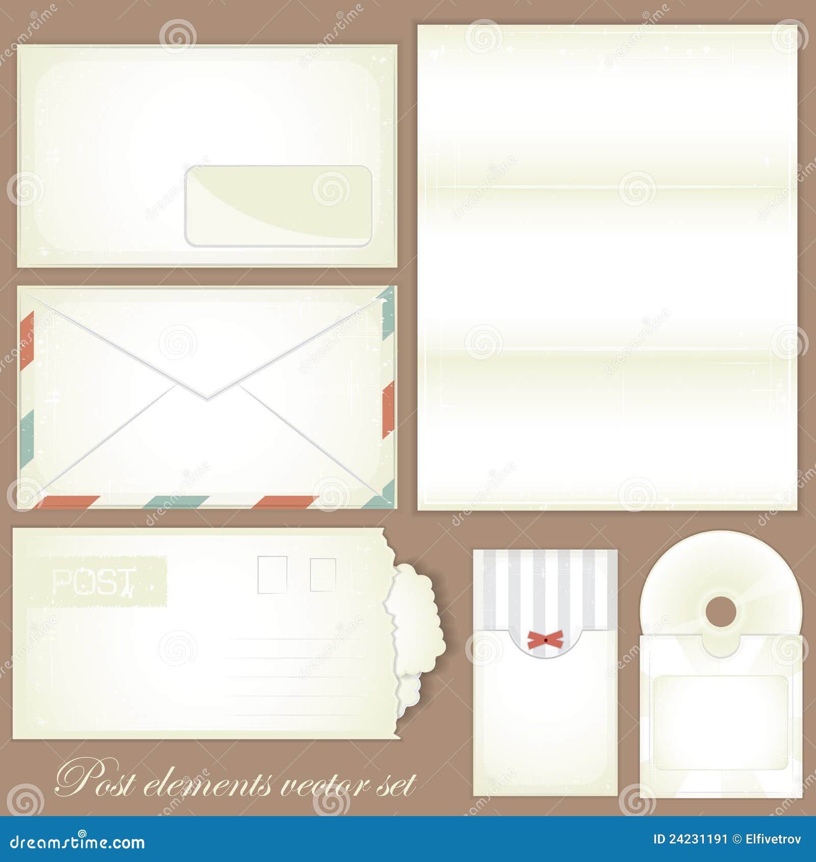 Vintage Post Set - Retro Envelopes and Postcards Stock Vector ...