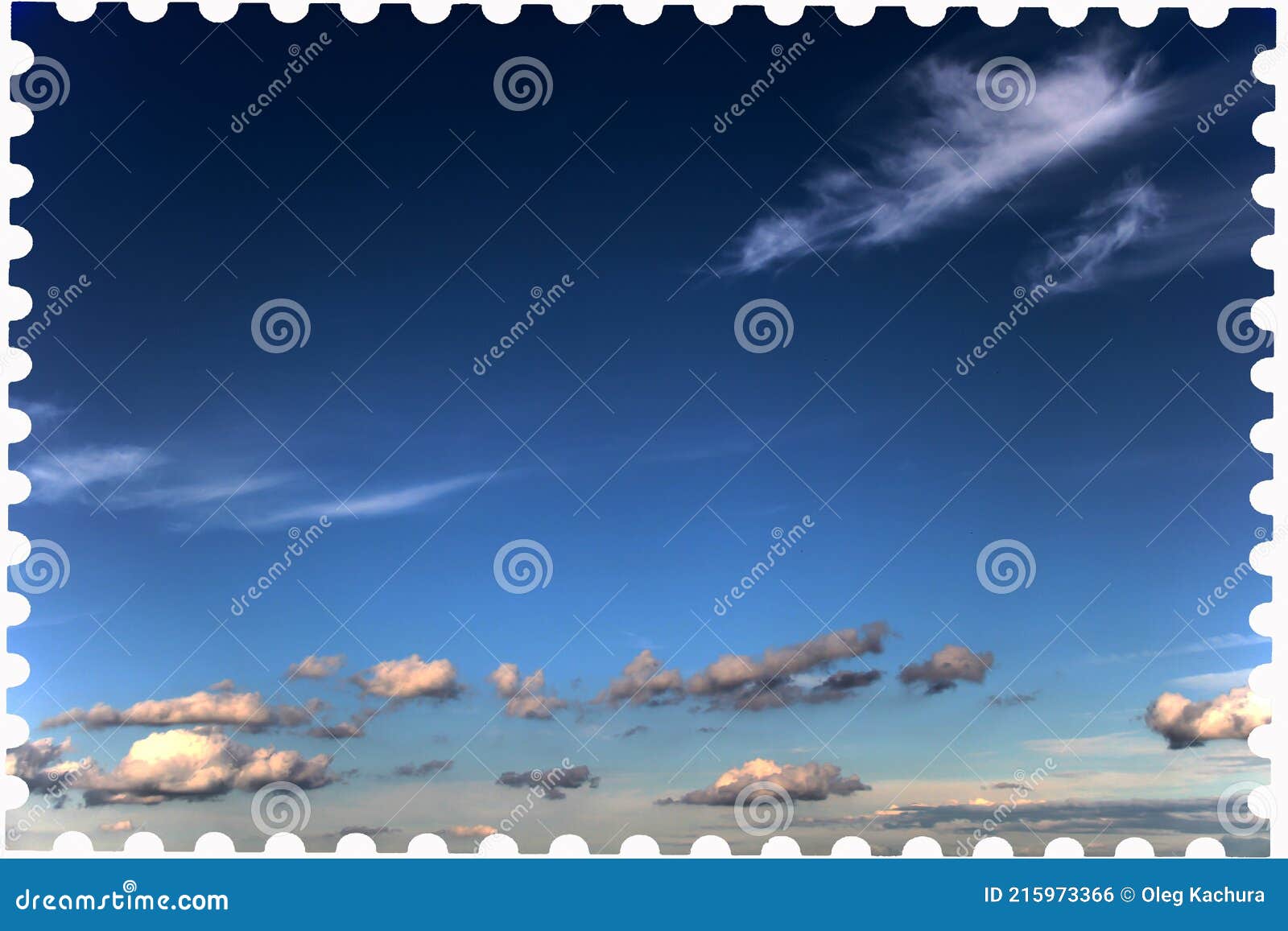 Vintage Postage Stamp Template. Postage Stamp With Sky And Clouds On A ...