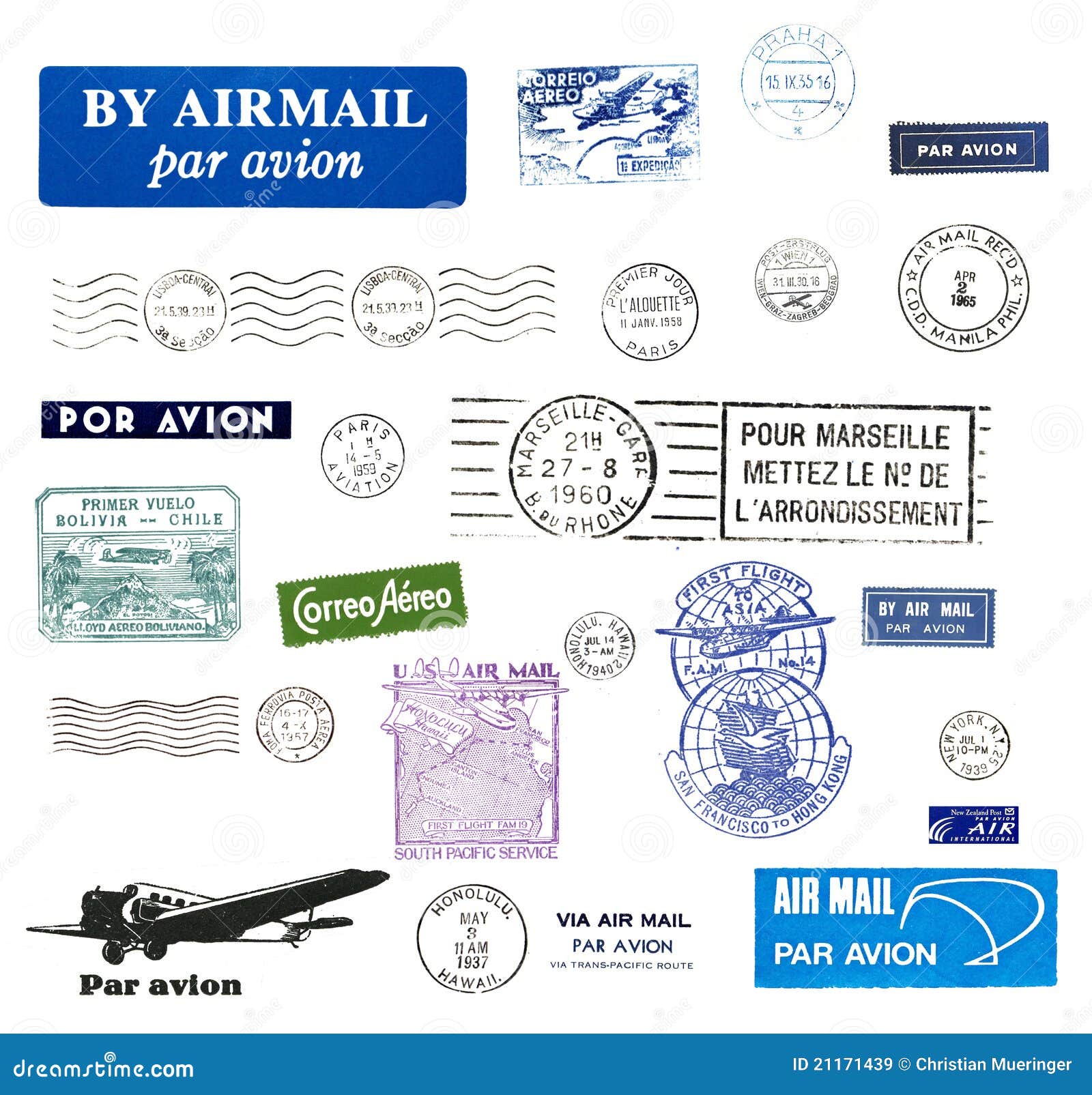 Airmail Postage Stamps Cartoon Vector | CartoonDealer.com #8643905