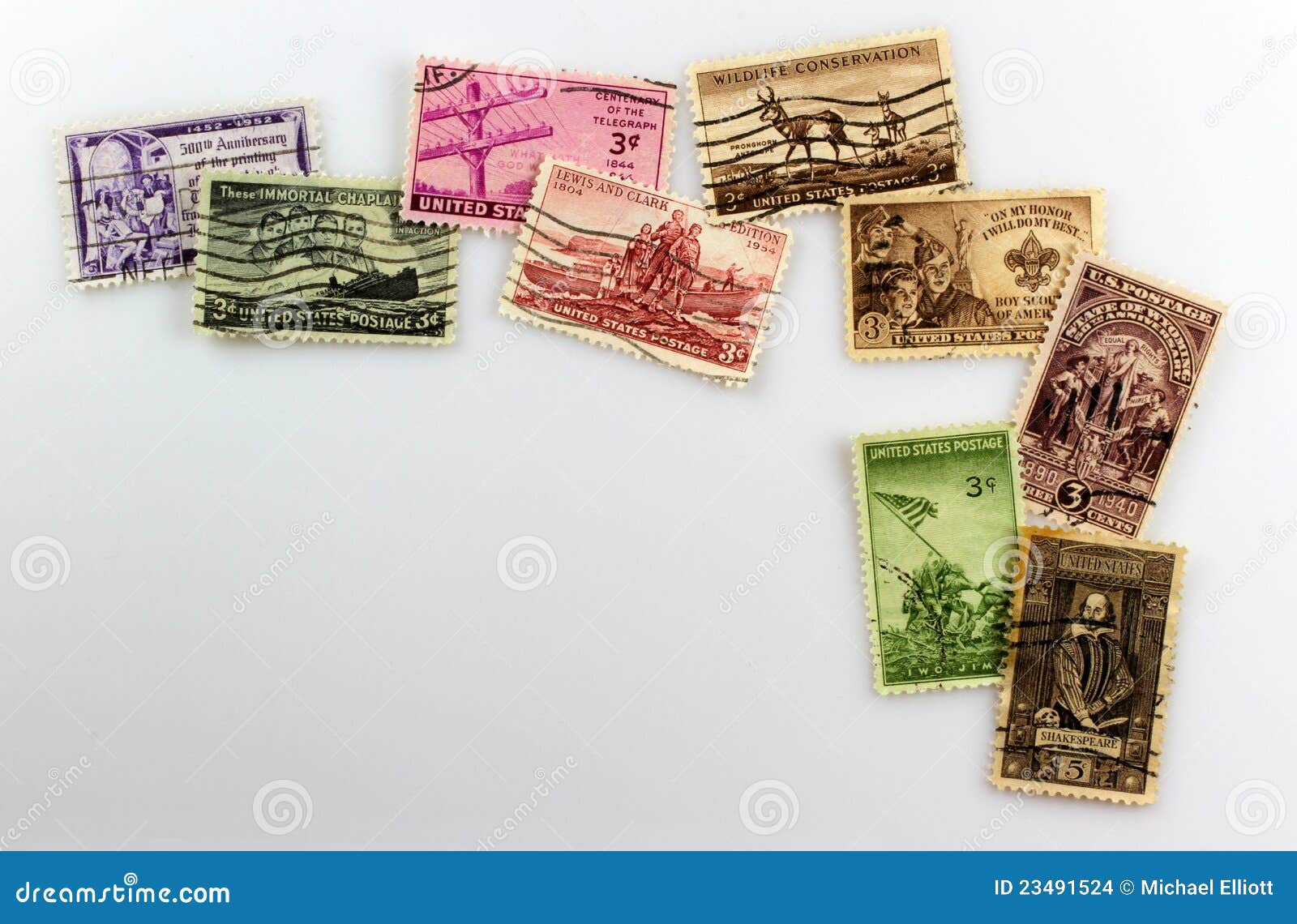 Vintage Postage Stamps editorial stock image. Image of colorful - 23491524