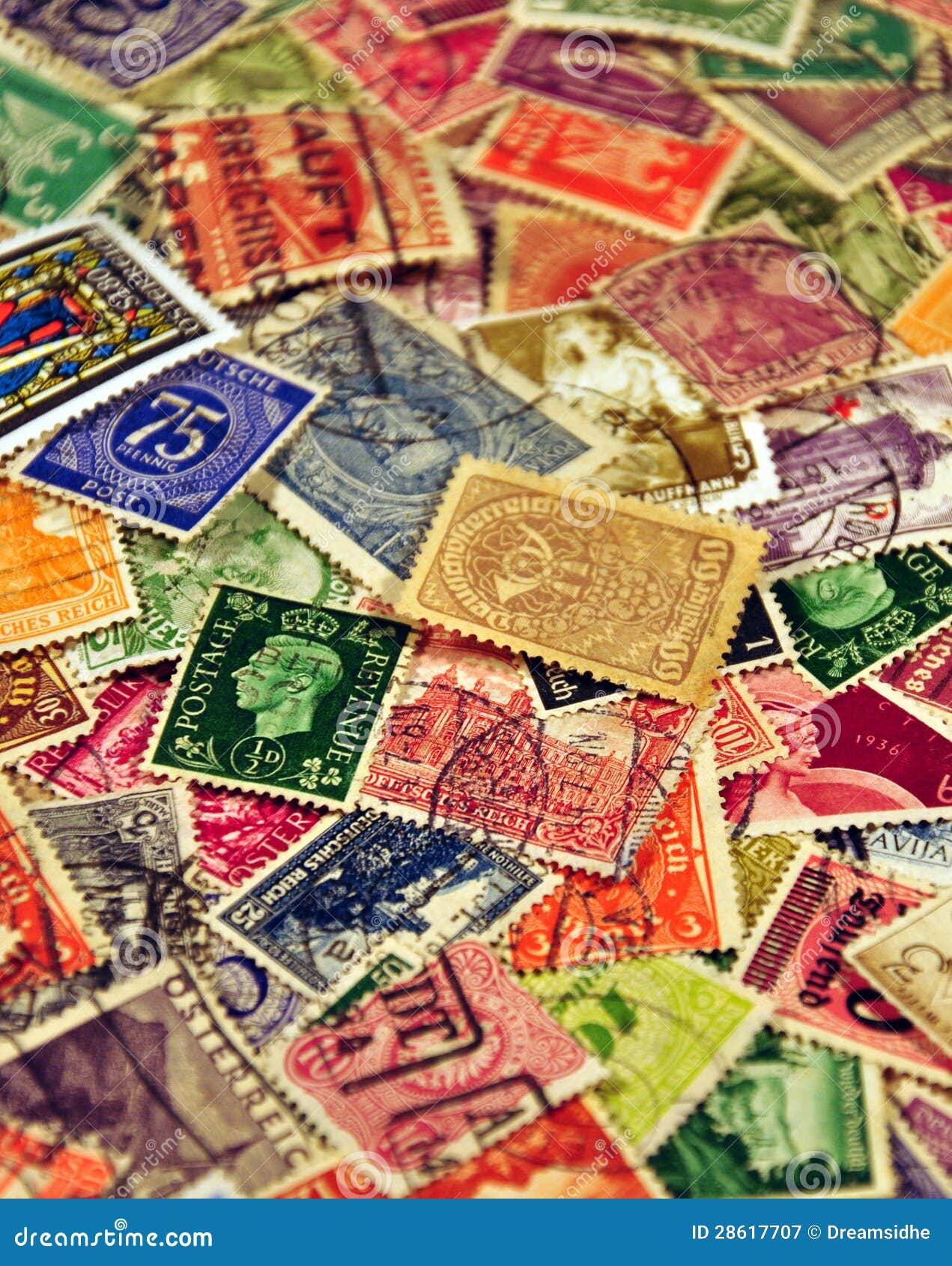 Vintage postage stamps editorial photography. Image of travel - 28617707