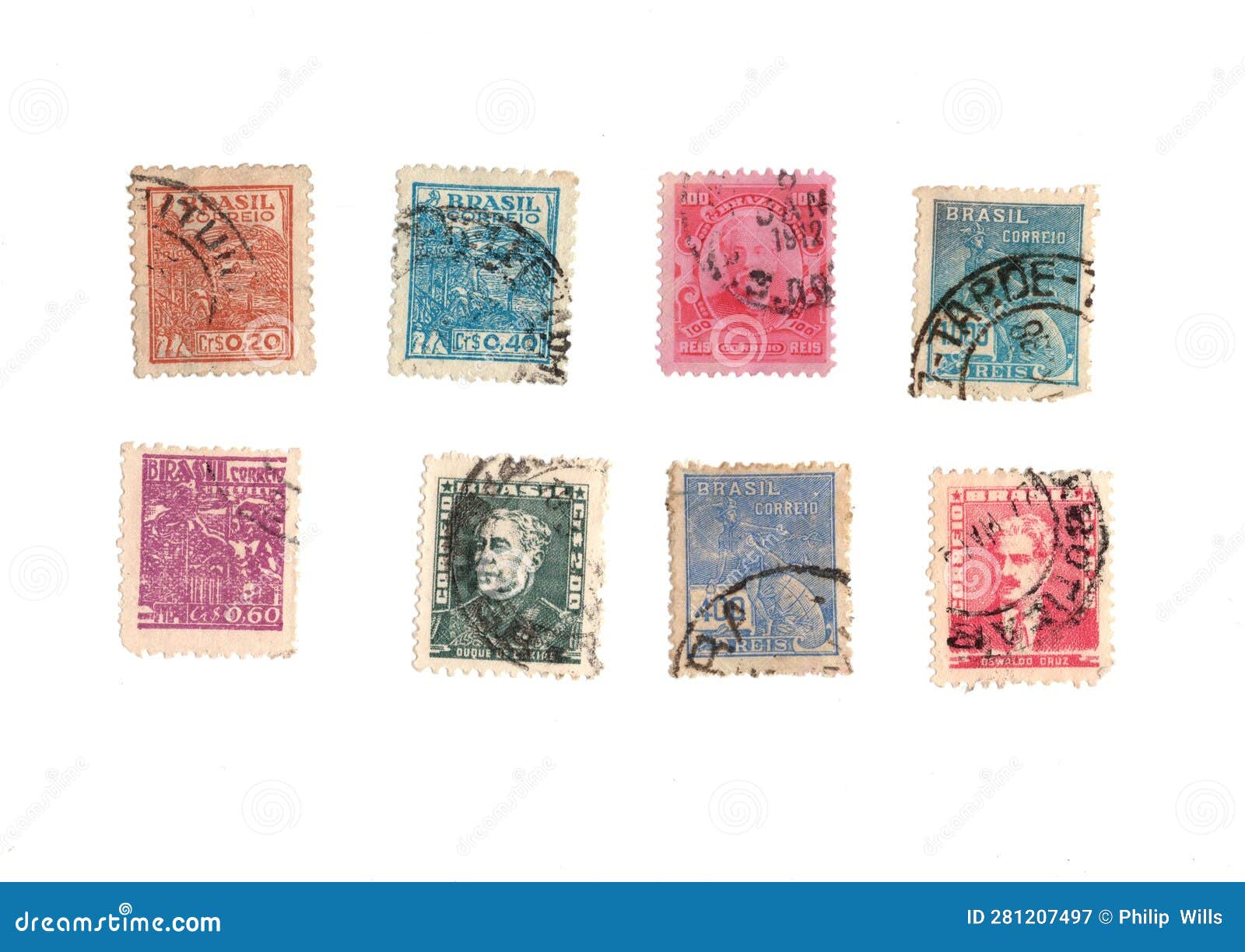 Vintage Postage Stamps from Brazil. Editorial Photography - Image of ...