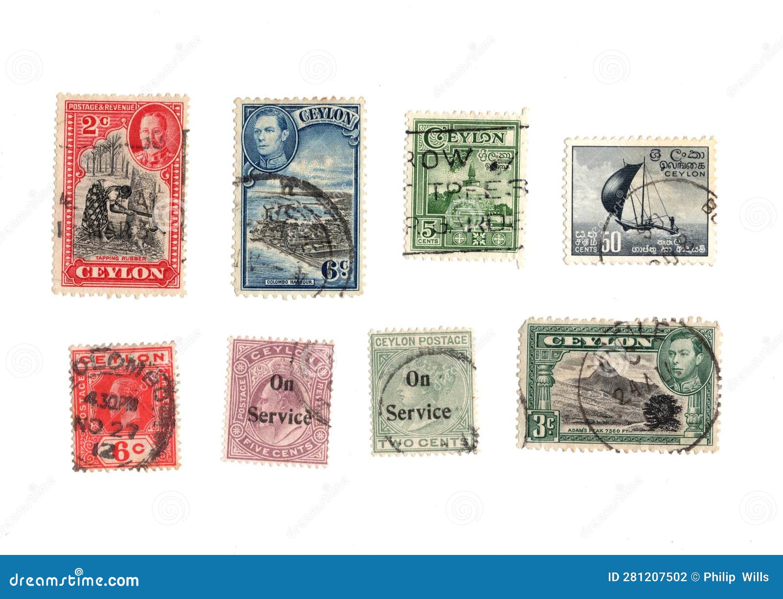 Vintage Postage Stamps from Ceylon. Editorial Photography - Image of ...