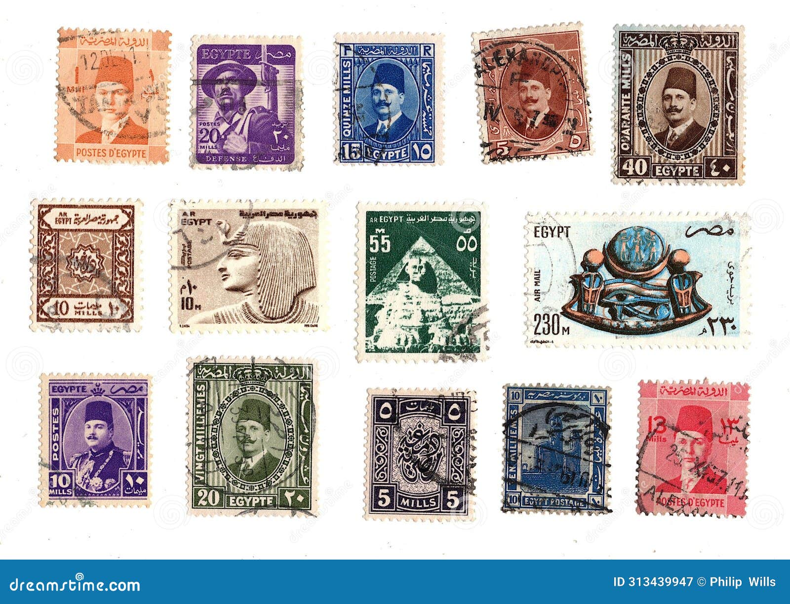 Vintage Postage Stamps from Egypt. Editorial Photography - Image of ...