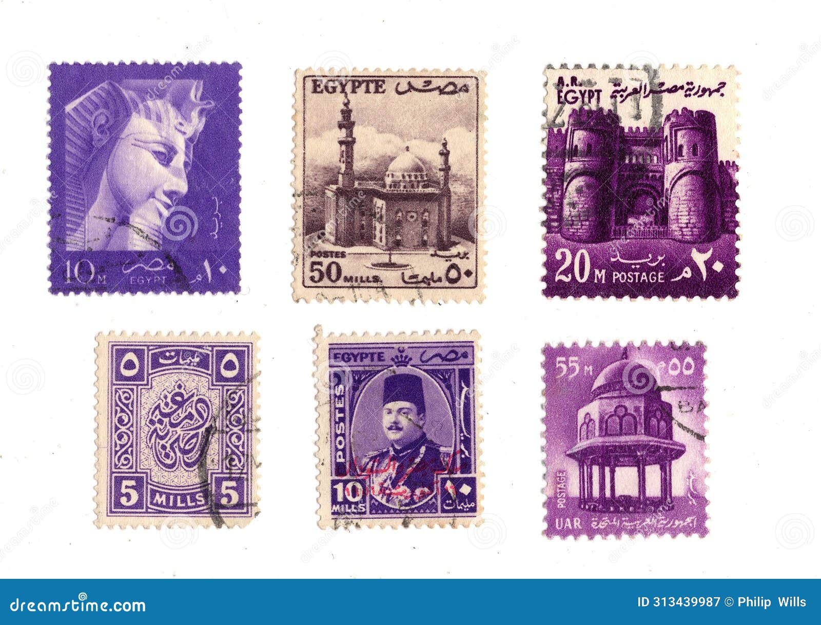 Vintage Postage Stamps from Egypt. Editorial Photography - Image of ...