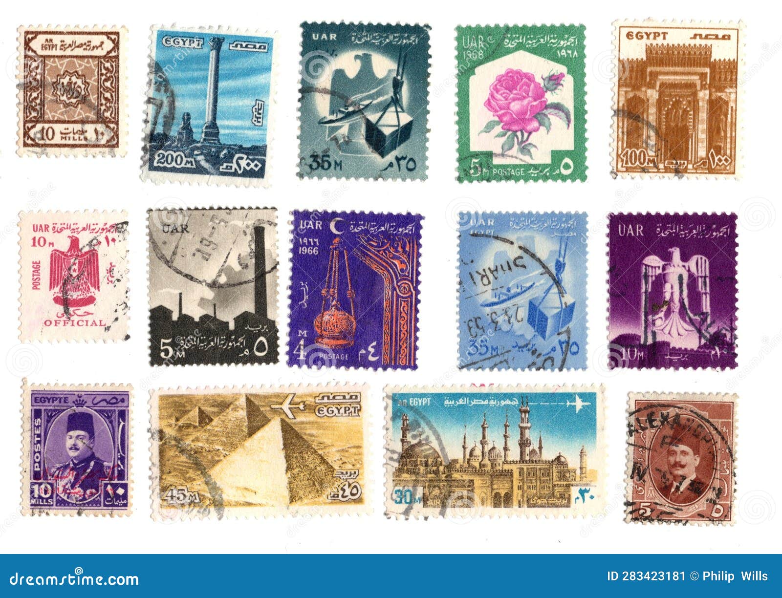Vintage Postage Stamps from Egypt and UAR. Editorial Photo - Image of ...