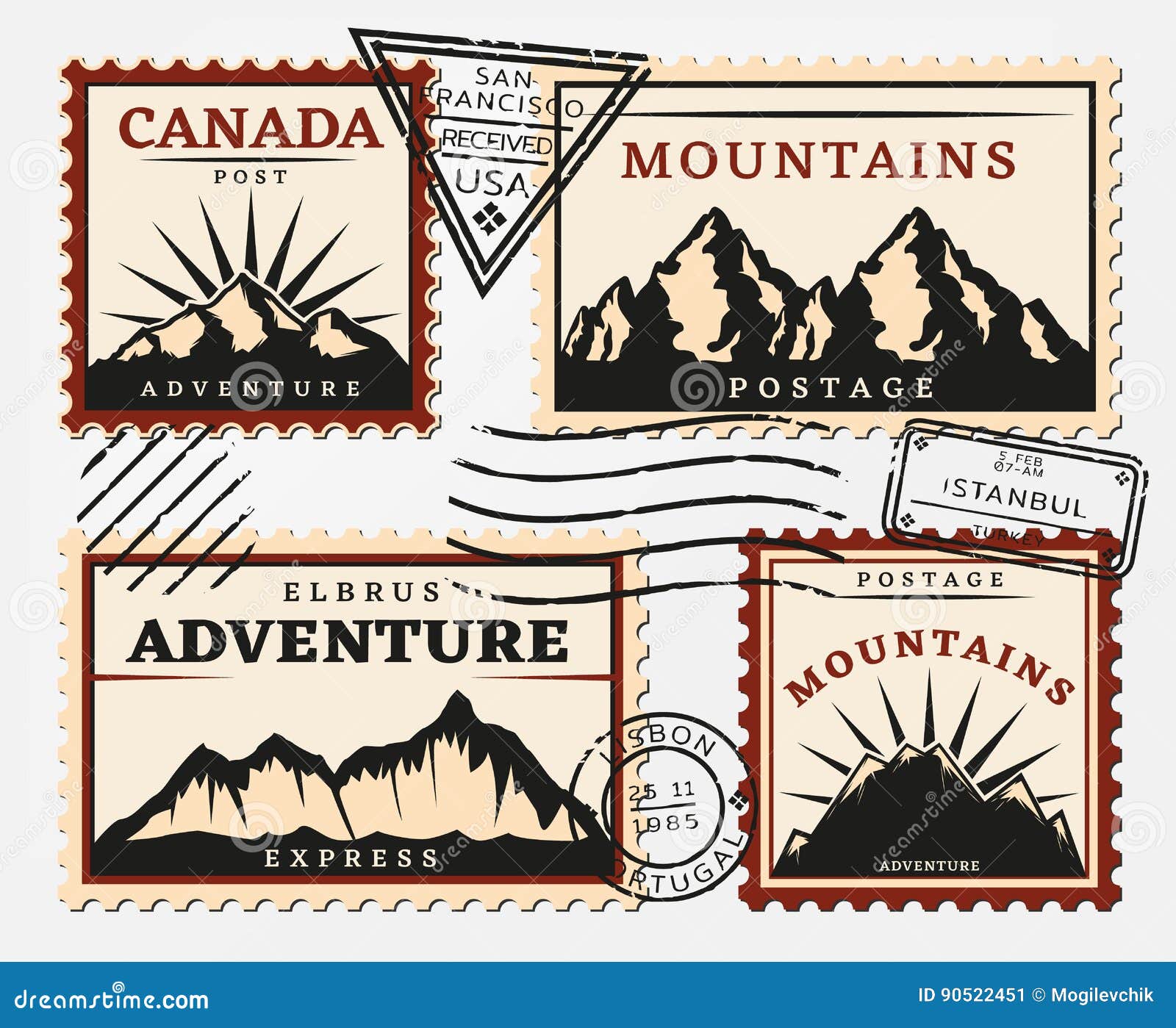 Triangular Stamps Collection. Grunge Triangles, Banners, Insignias ...