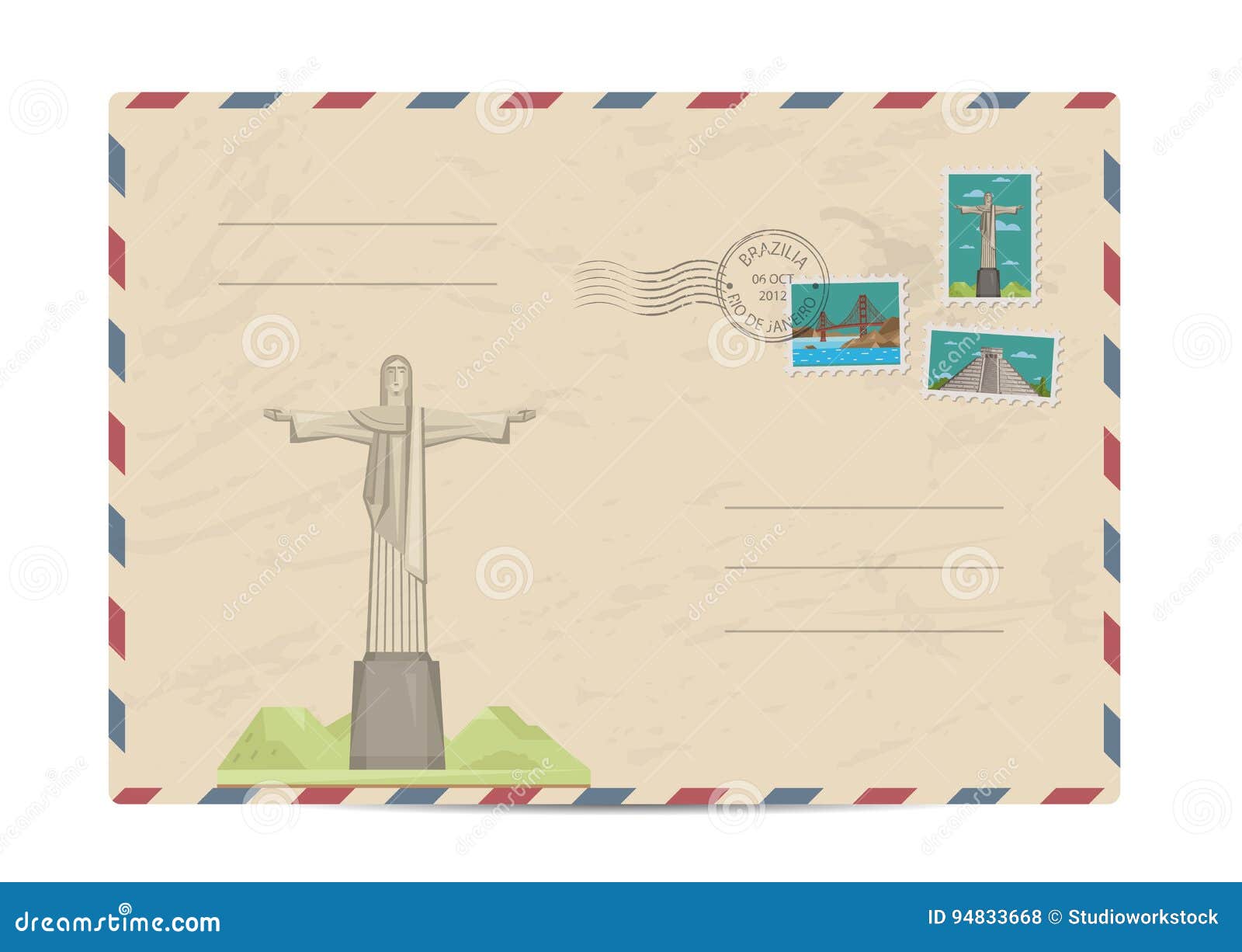 Vintage Airmail Labels And Stamps Editorial Photo | CartoonDealer.com ...