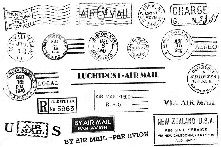 Vintage postal marks stock illustration. Illustration of post - 16780824