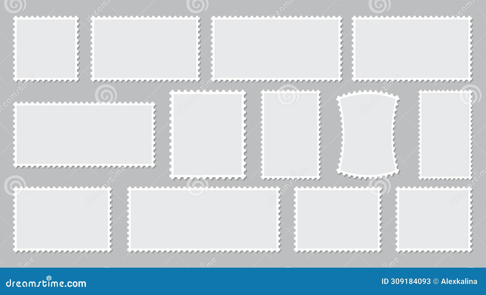 Vintage Postal Stamp Collection with Empty Frames for Background and ...