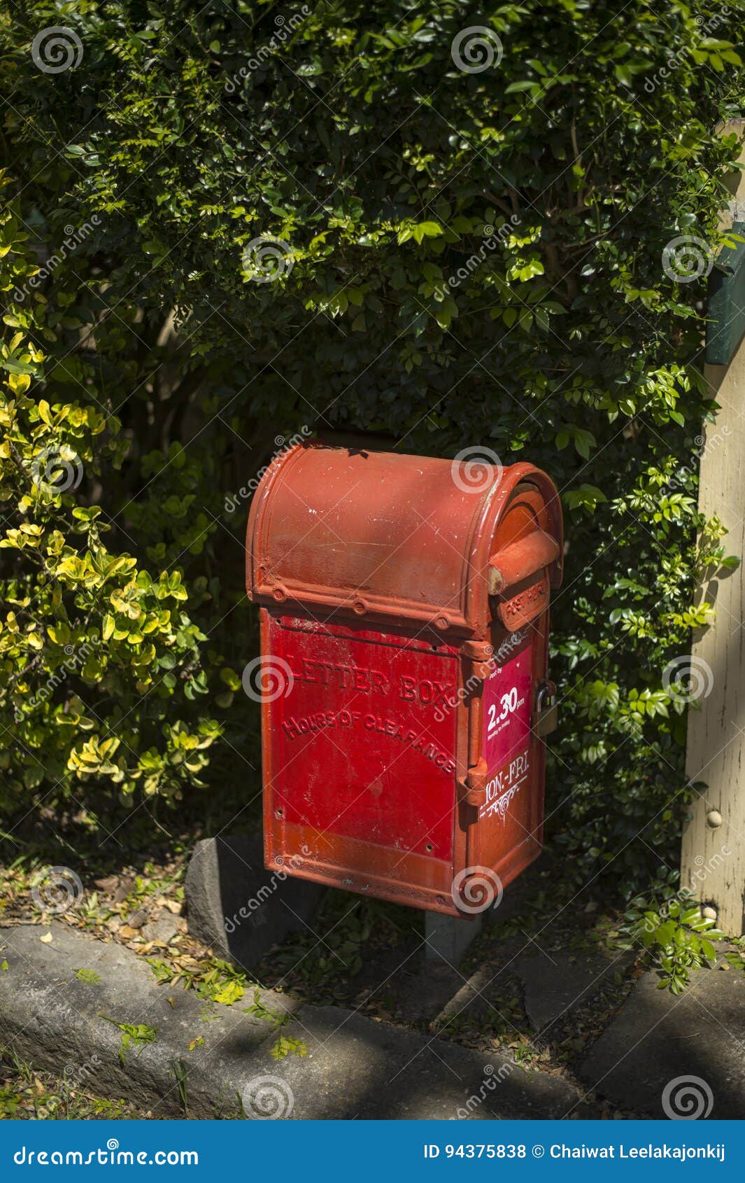 Vintage Postbox with Green Background Stock Photo - Image of post ...