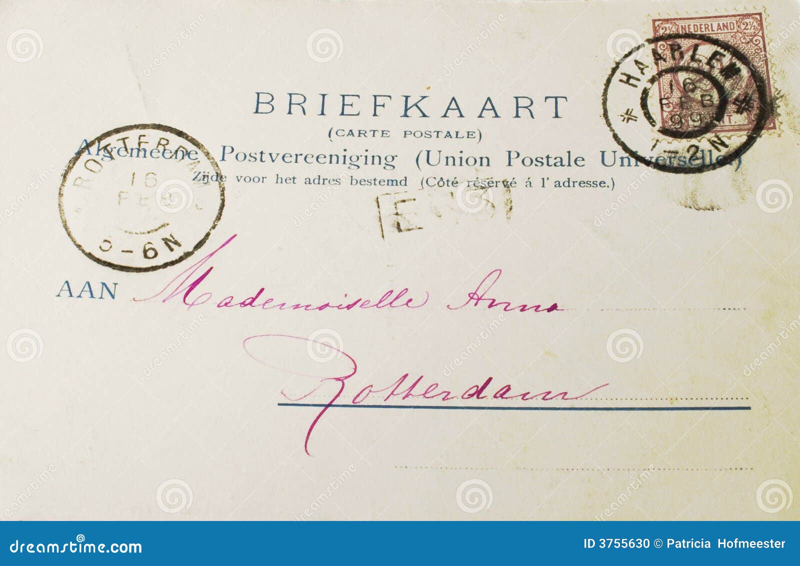 Vintage postcard 1899 stock photo. Image of calligraphy - 3755630