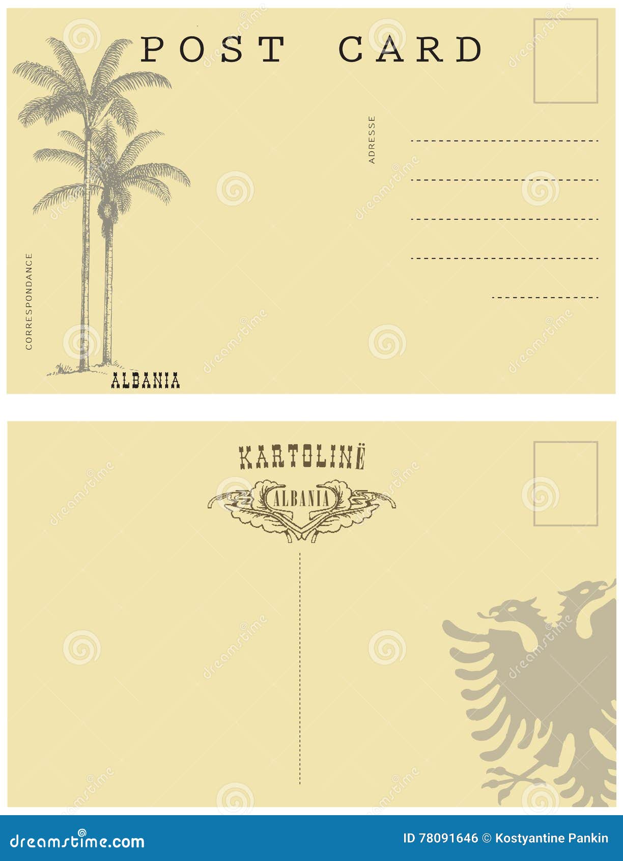 Vintage postcard Albania stock vector. Illustration of postale - 78091646