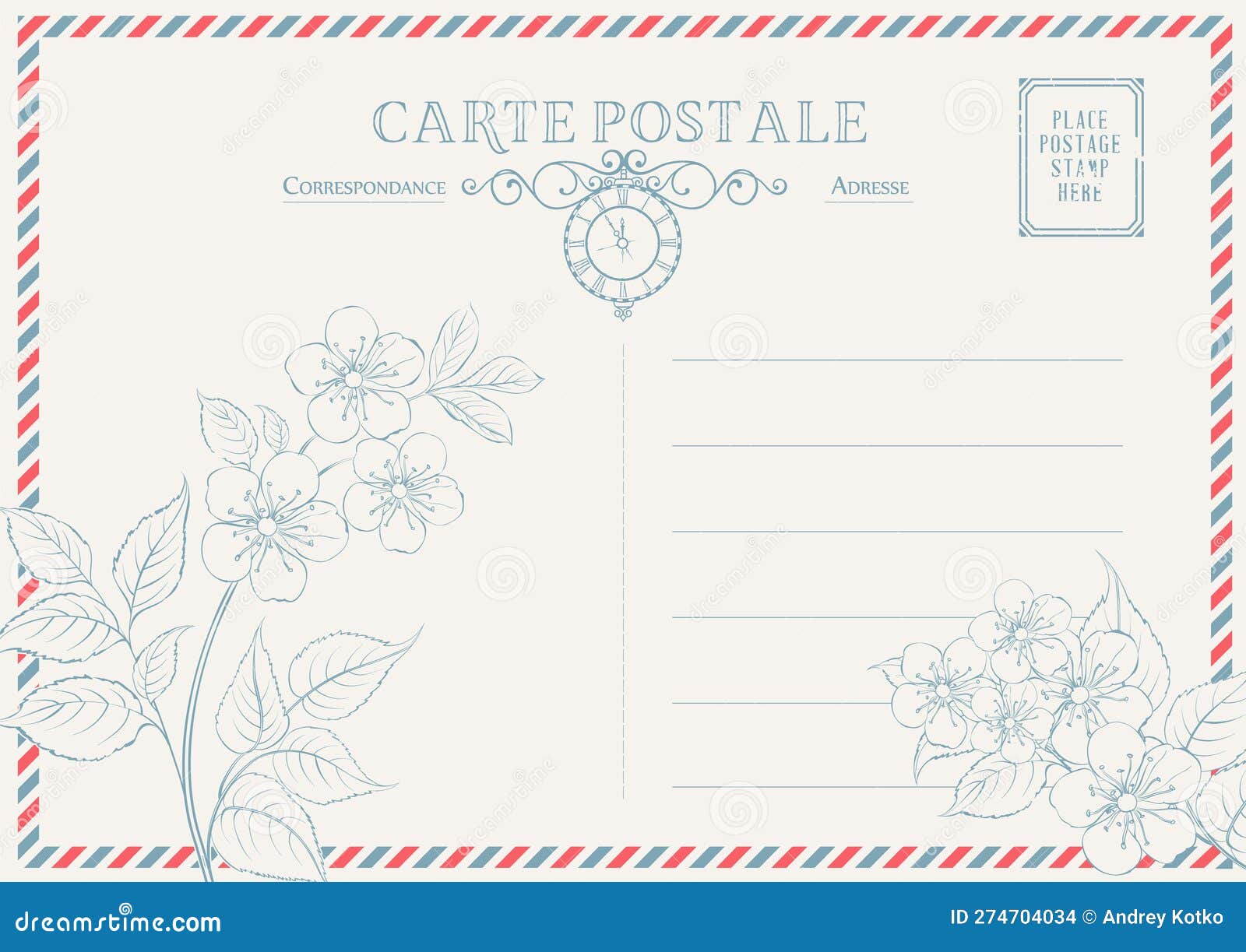 Vintage Postcard Background Template. Vector Illustration 向量例证 - 插画 包括有 ...