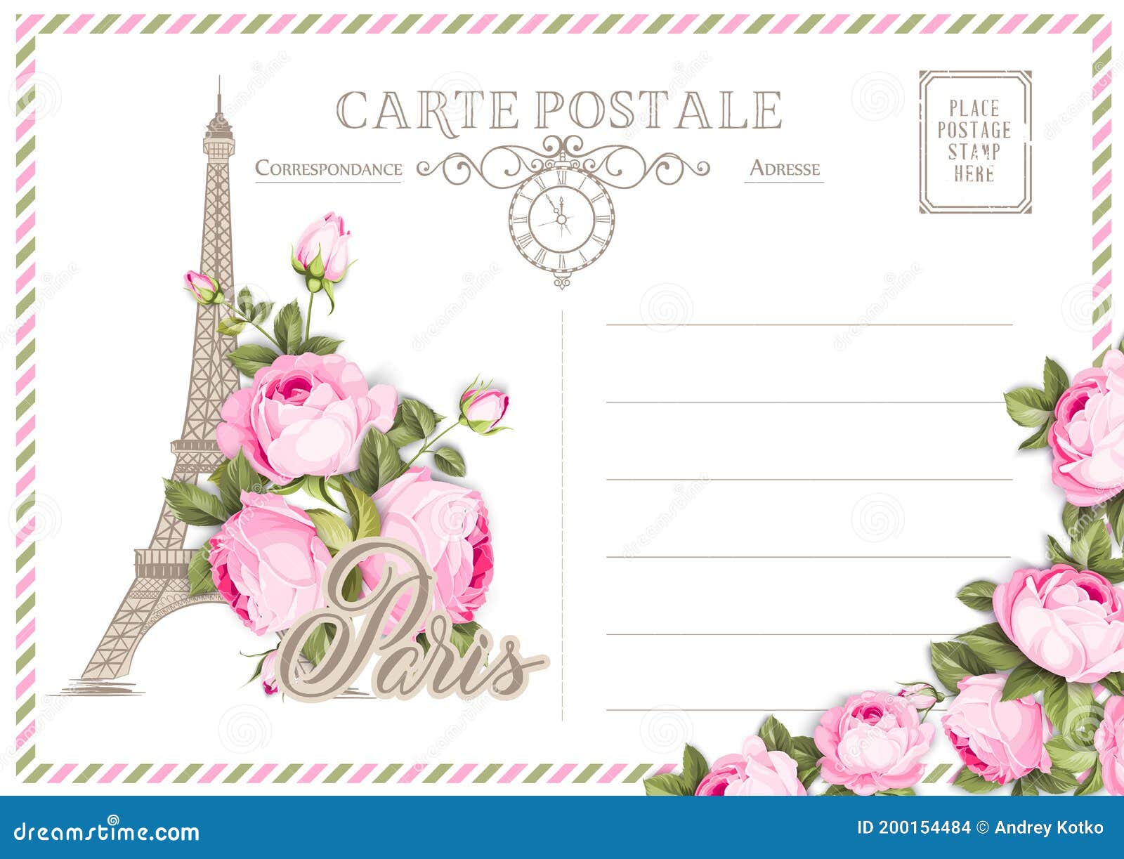 Vintage Postcard Background Template. Vector Illustration Stock Vector ...