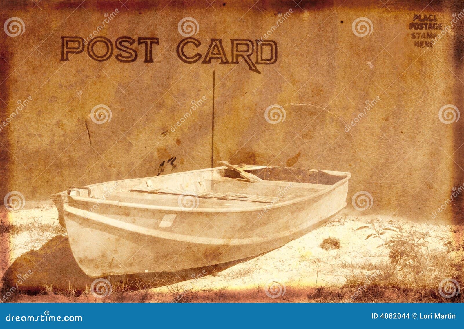 Vintage Postcard with Boat stock illustration. Illustration of abstract ...