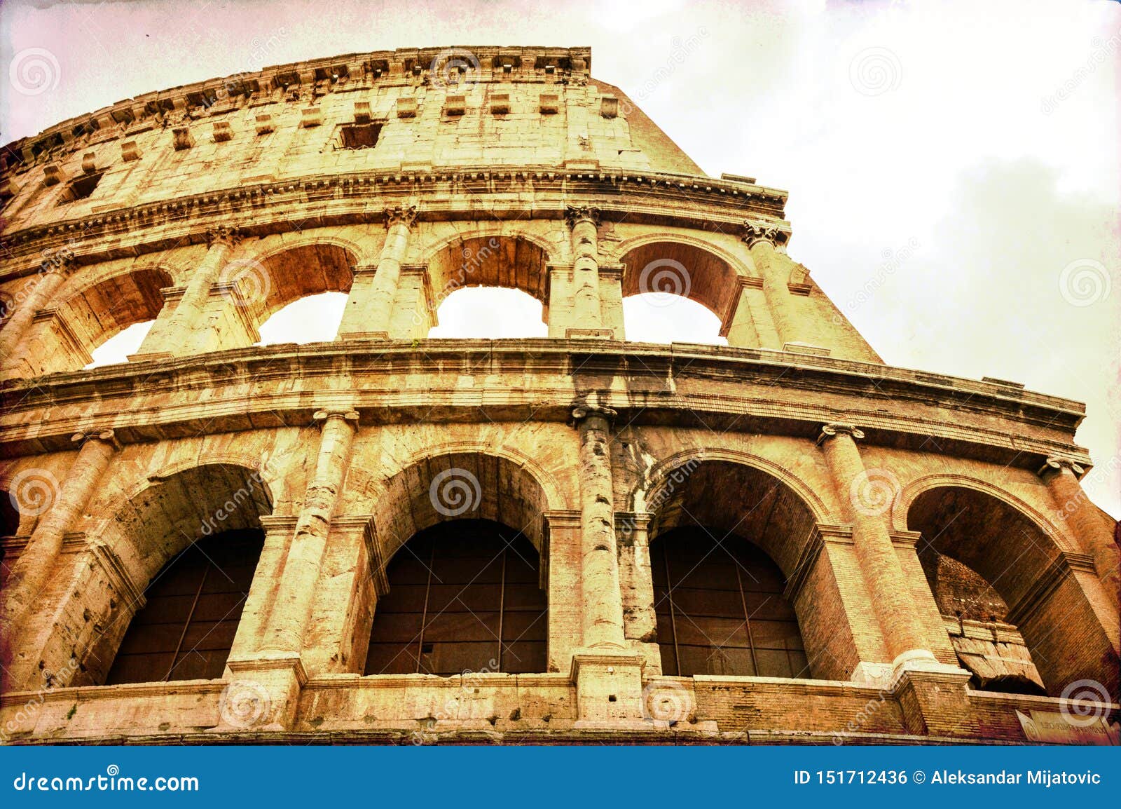 Vintage Postcard of Coloseum in Rome Stock Photo - Image of ancient ...