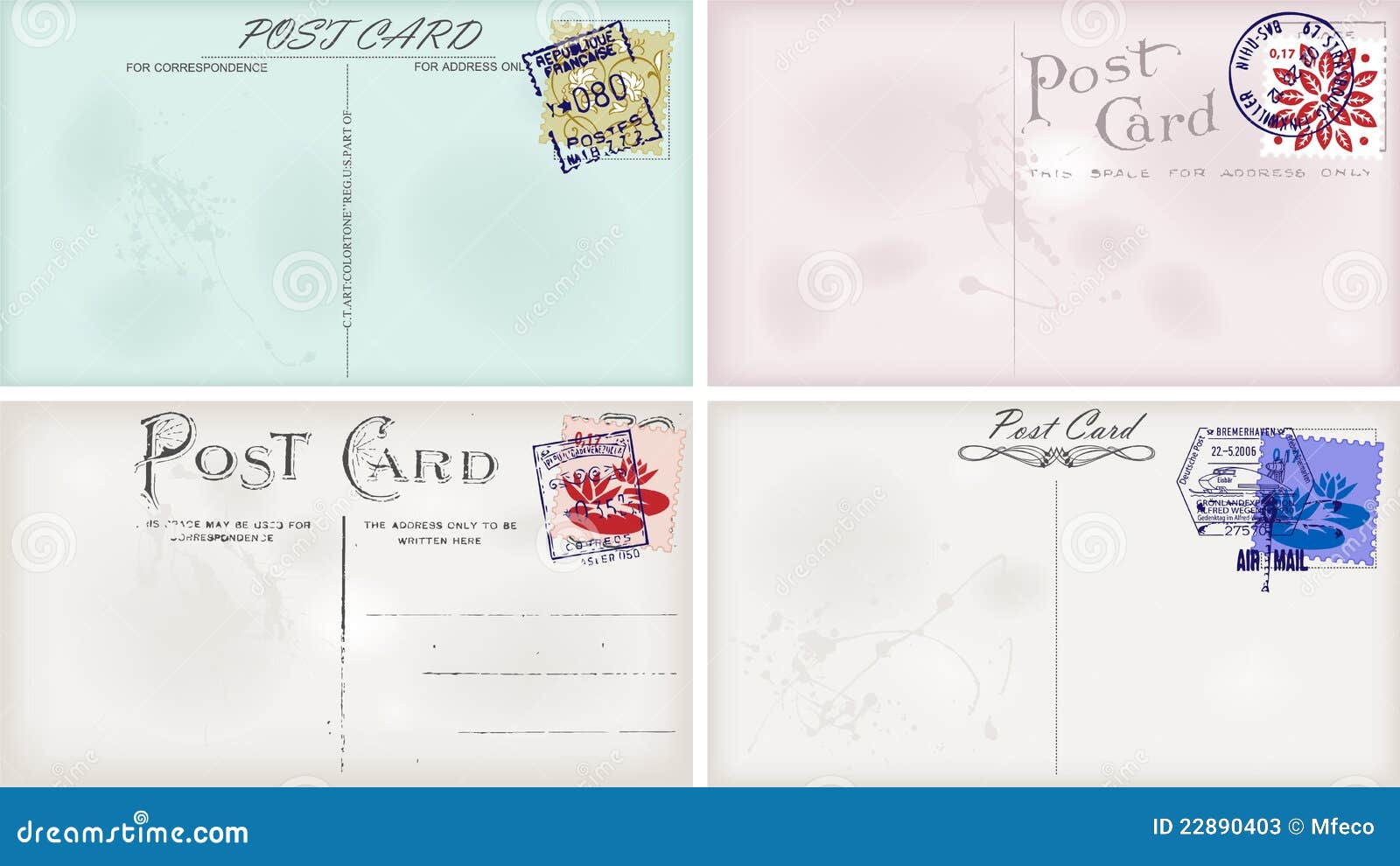 Vintage postcard designs stock vector. Illustration of note - 22890403