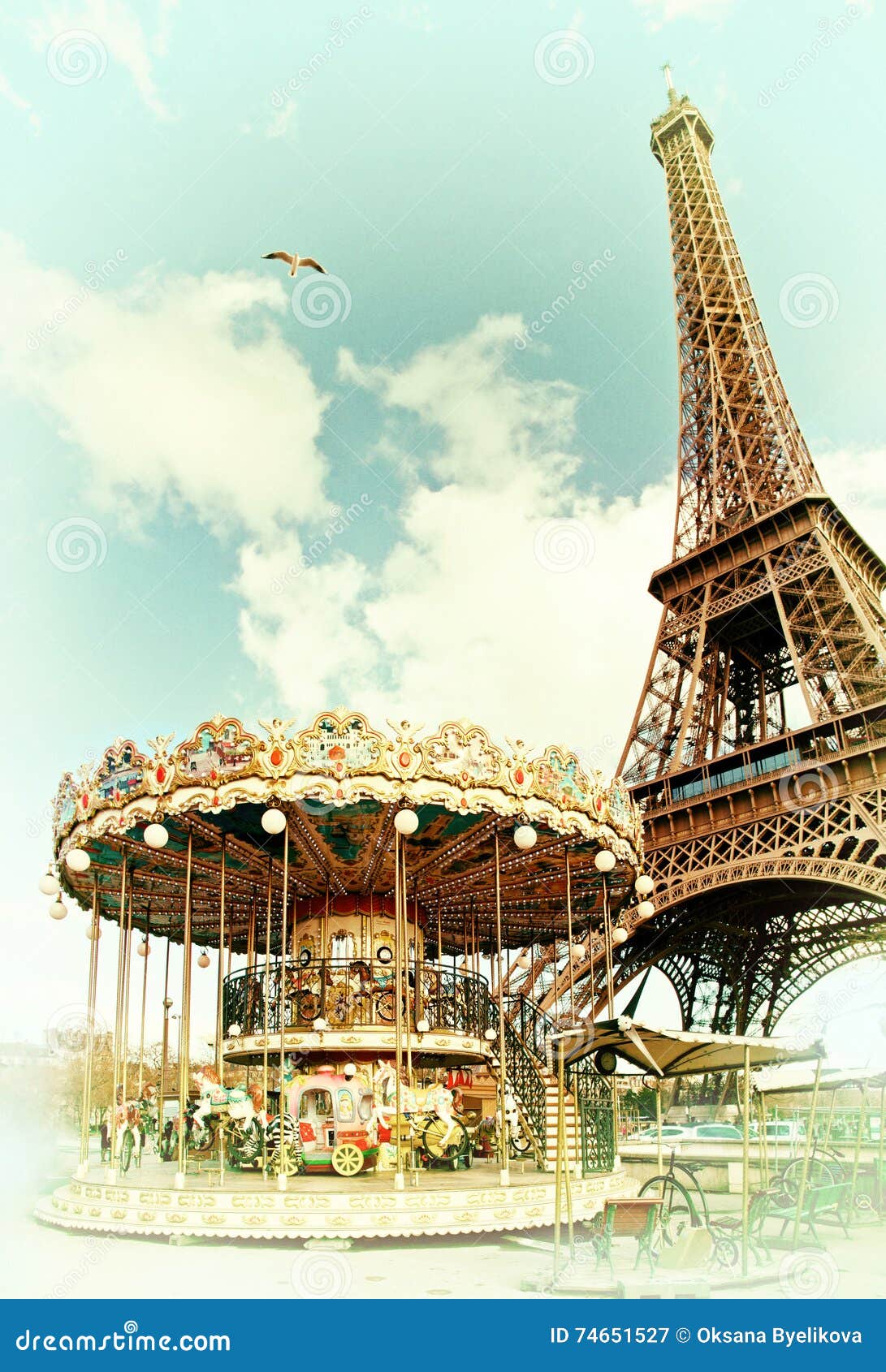 Vintage Postcard of Eiffel Tower, Paris. France Stock Image - Image of ...